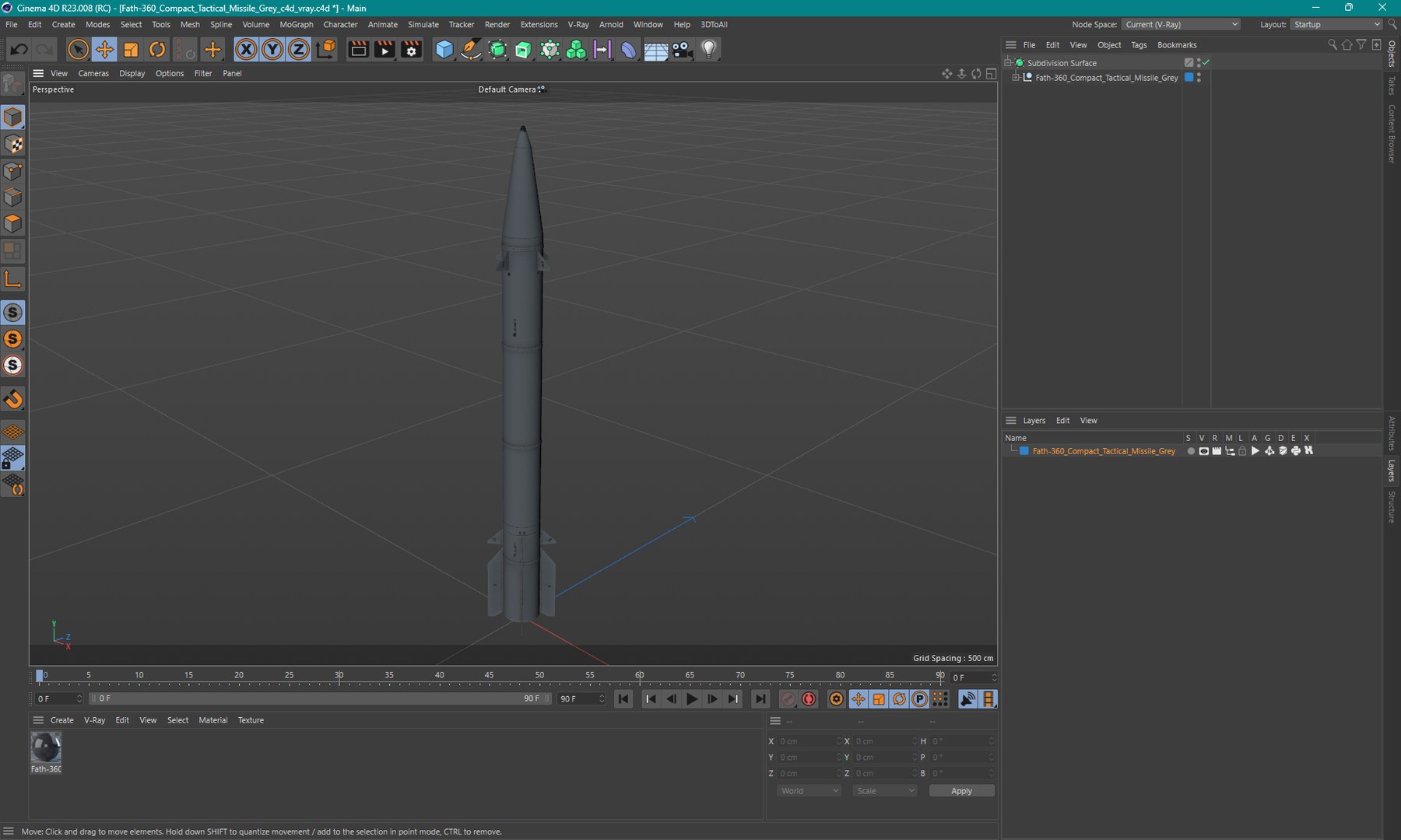 Fath-360 Compact Tactical Missile Grey 3D Model - TurboSquid 2302763