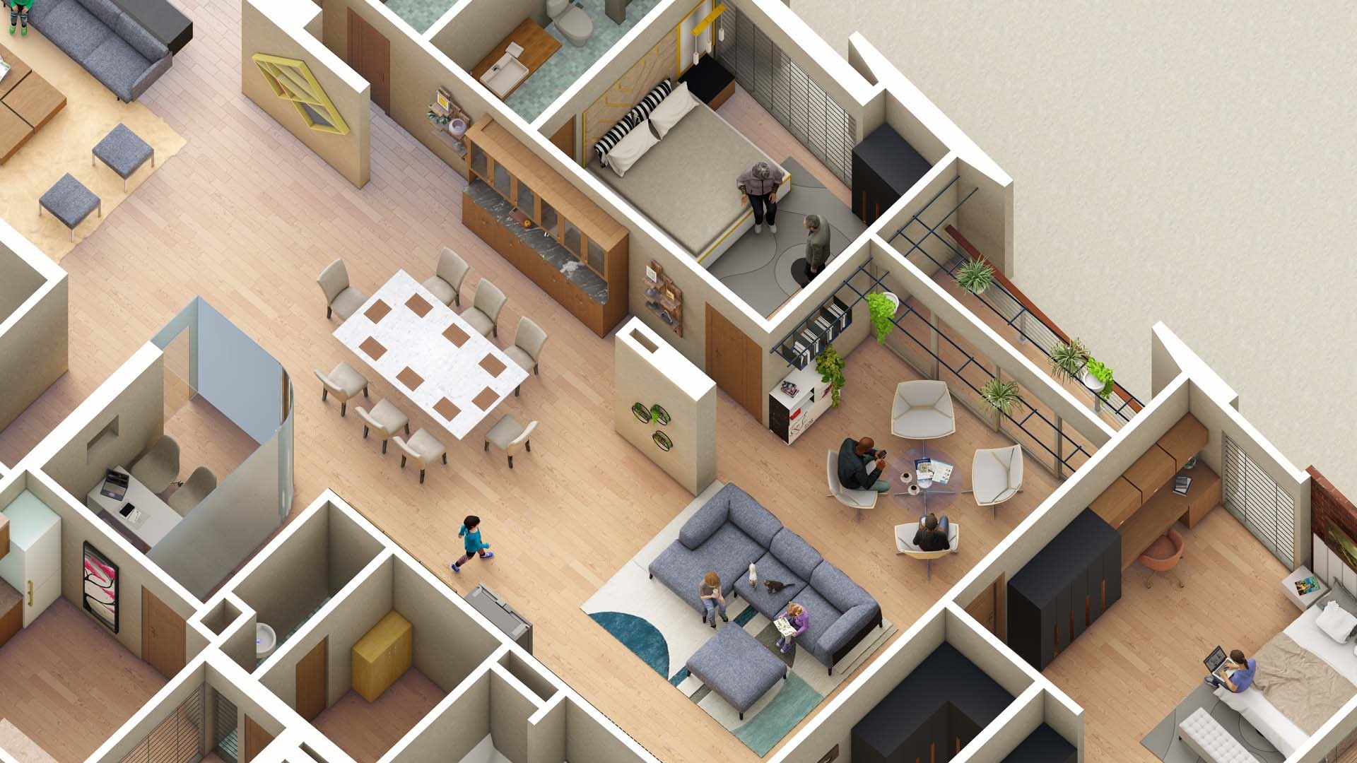 3D Model Animated Residential Interior Design Isometric View In Lumion ...