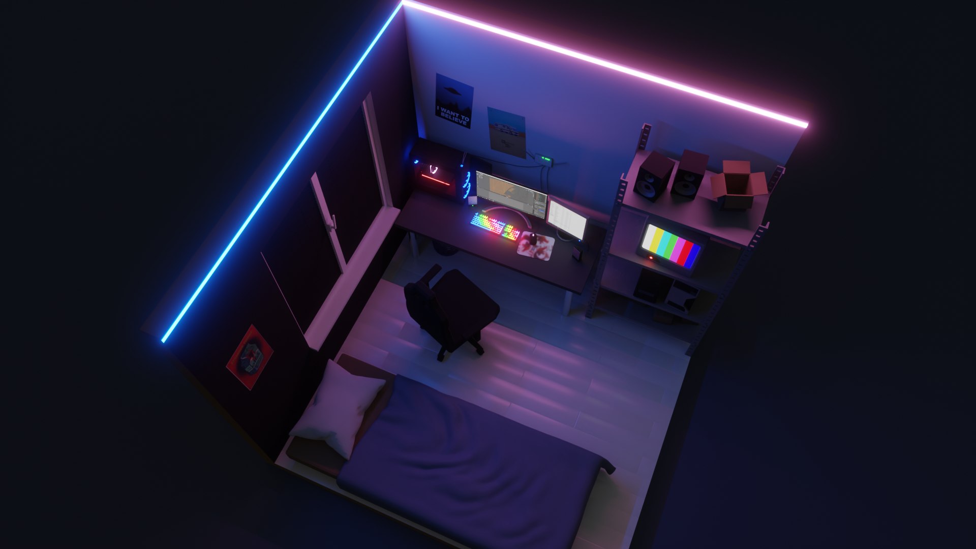 Isometric Gaming Room 1 Model - TurboSquid 1761959