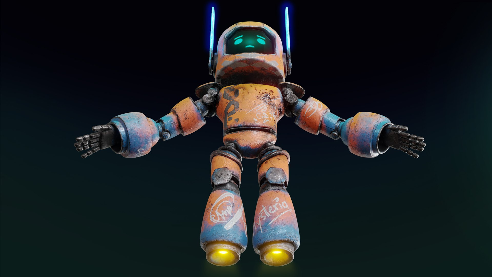 3D Post Apocalyptic Sci-Fi Robot - Game Ready Character Model ...