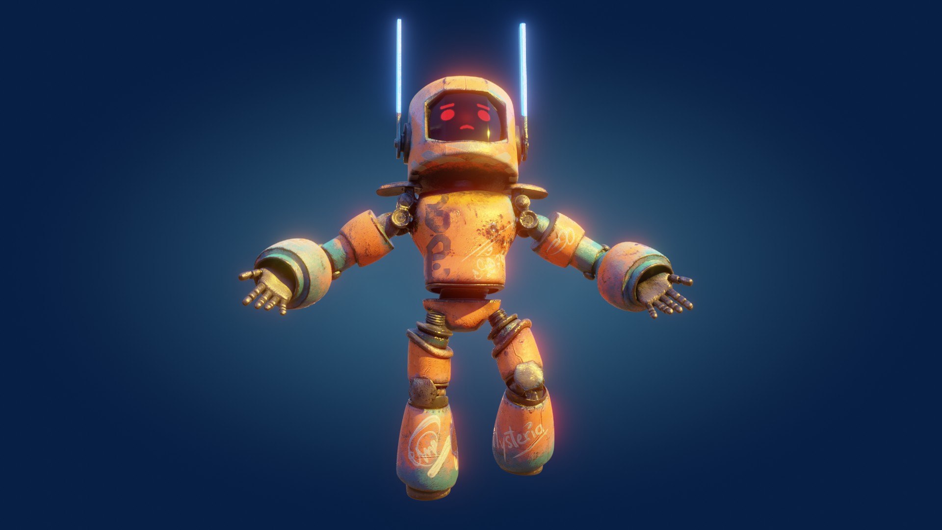 3D Post Apocalyptic Sci-Fi Robot - Game Ready Character model ...
