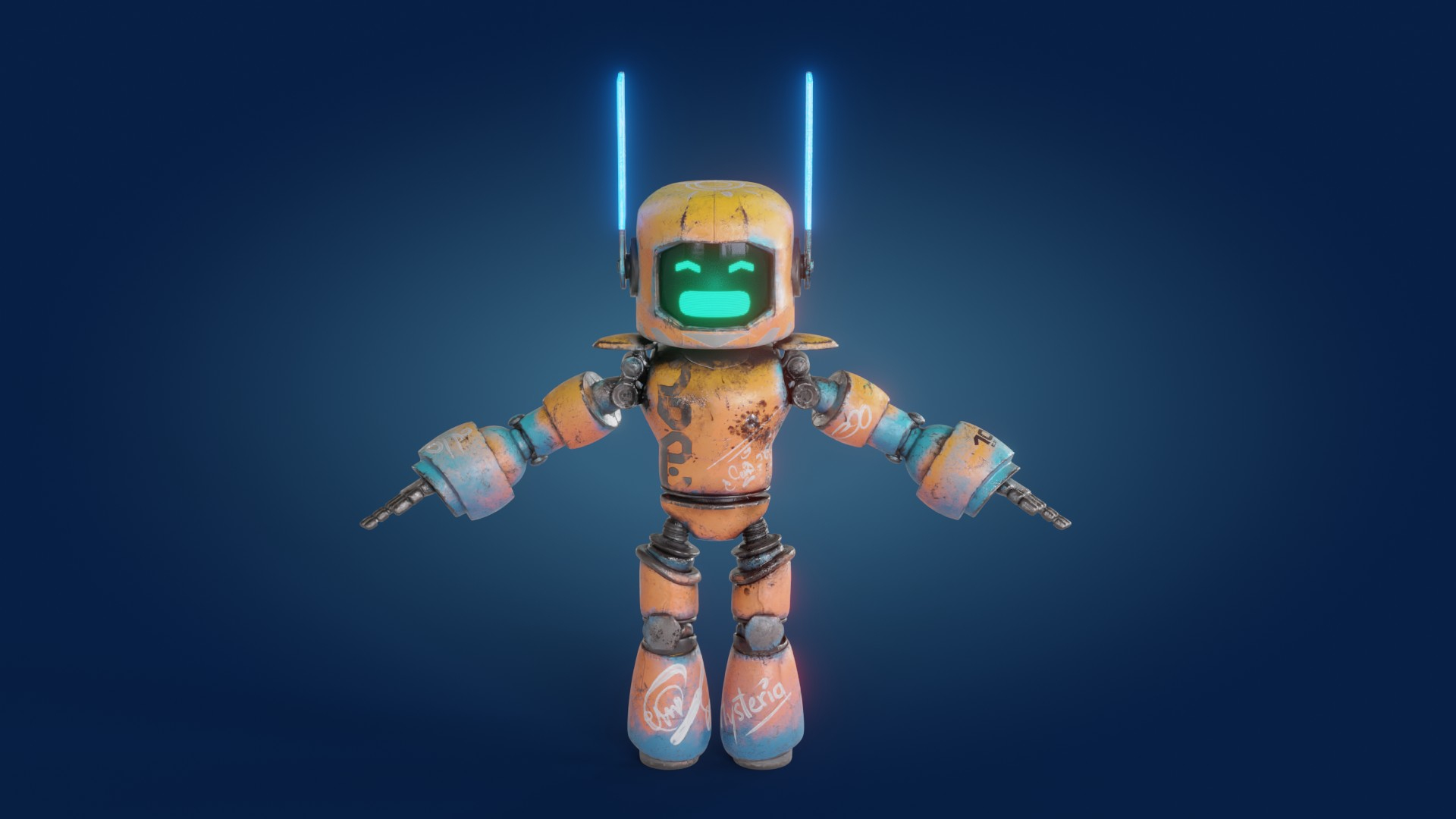 3D Post Apocalyptic Sci-Fi Robot - Game Ready Character Model ...