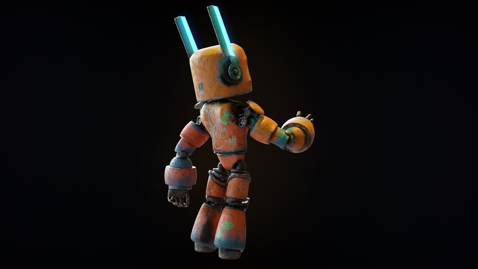 3D Post Apocalyptic Sci-Fi Robot - Game Ready Character Model ...