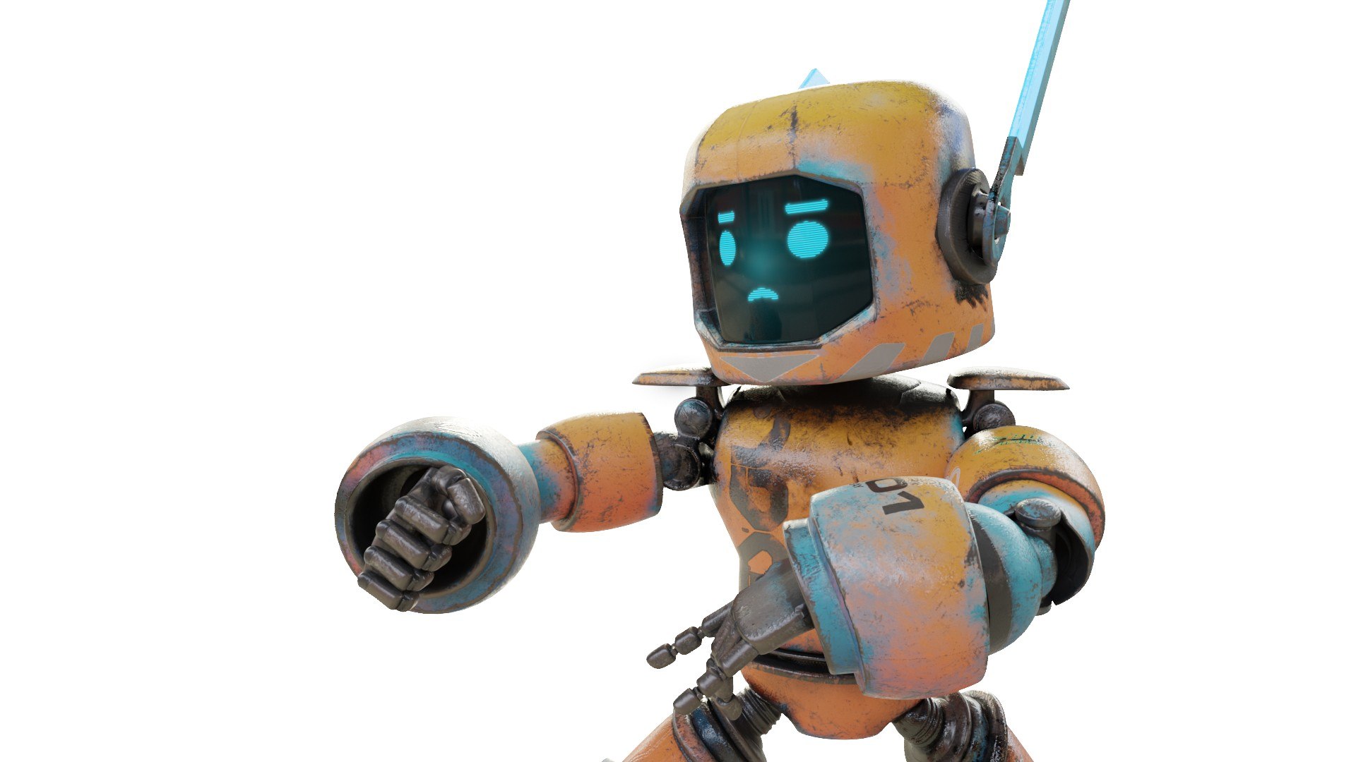3D Post Apocalyptic Sci-Fi Robot - Game Ready Character model ...