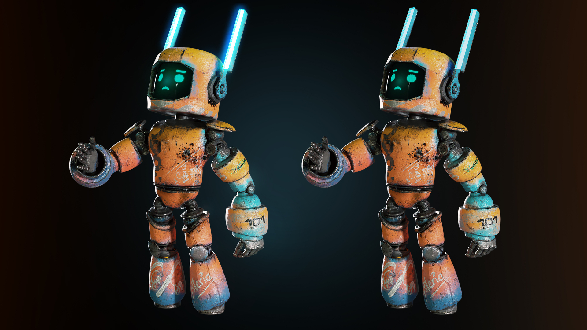 3D Post Apocalyptic Sci-Fi Robot - Game Ready Character model ...