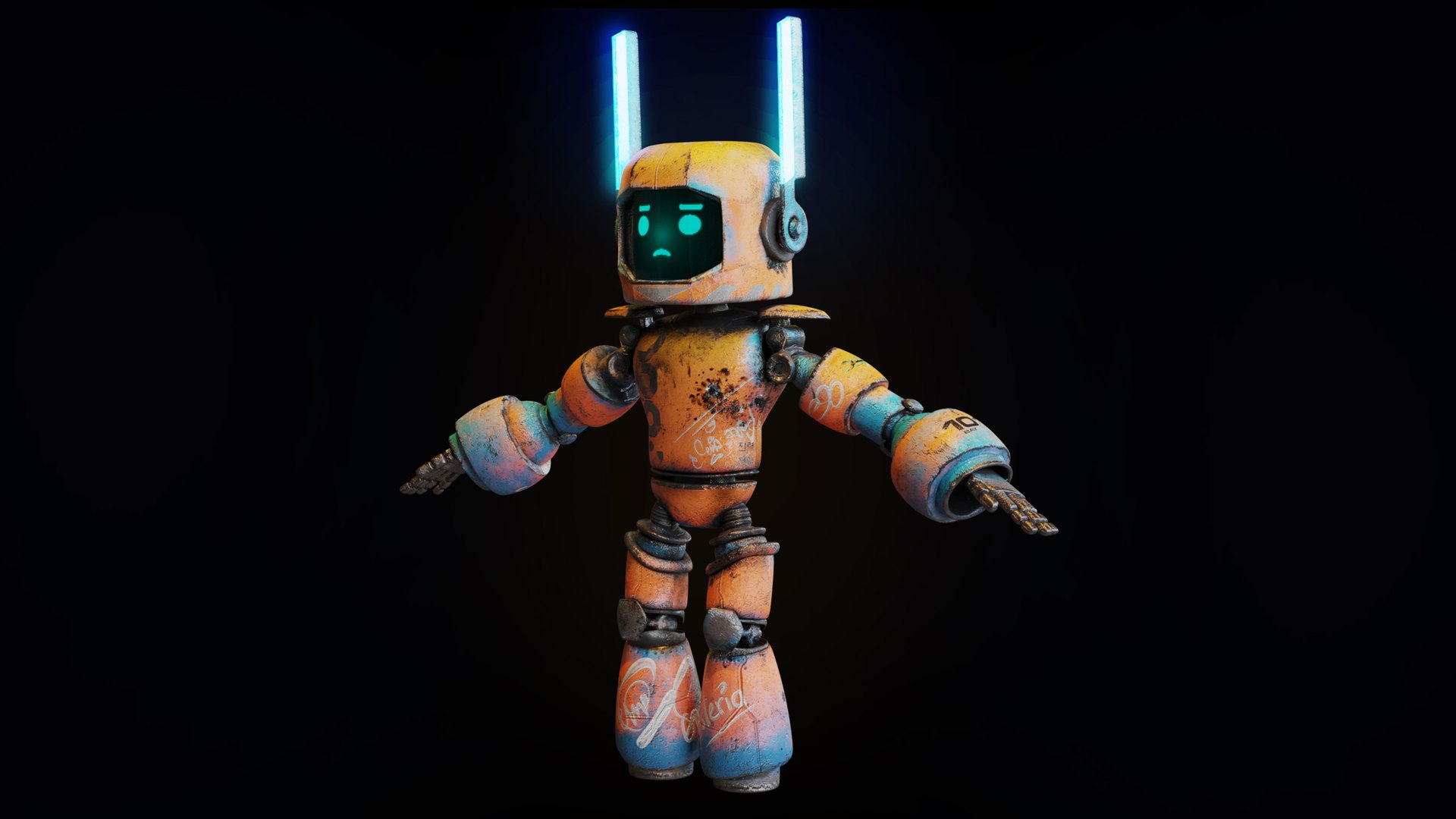 3D Post Apocalyptic Sci-Fi Robot - Game Ready Character Model ...