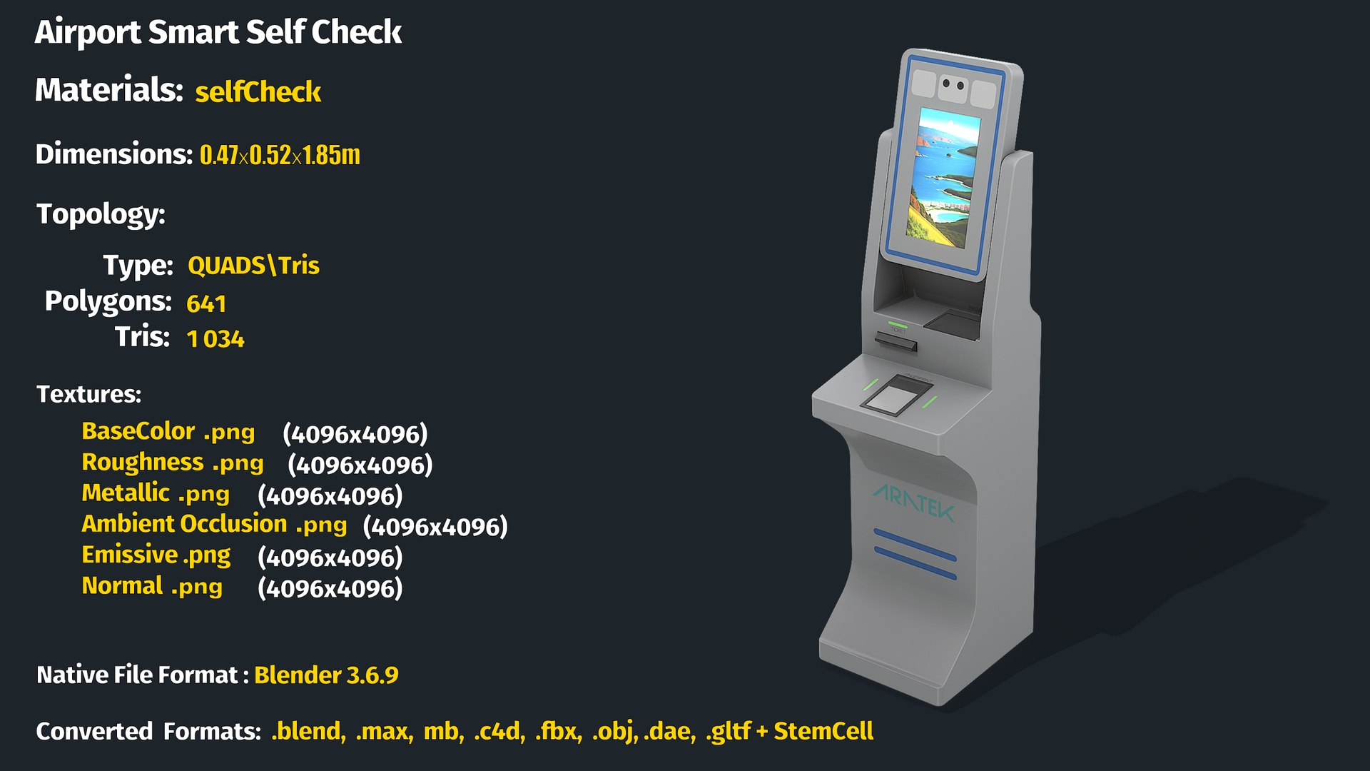 Airport Smart Self Check 3D - TurboSquid 2233038