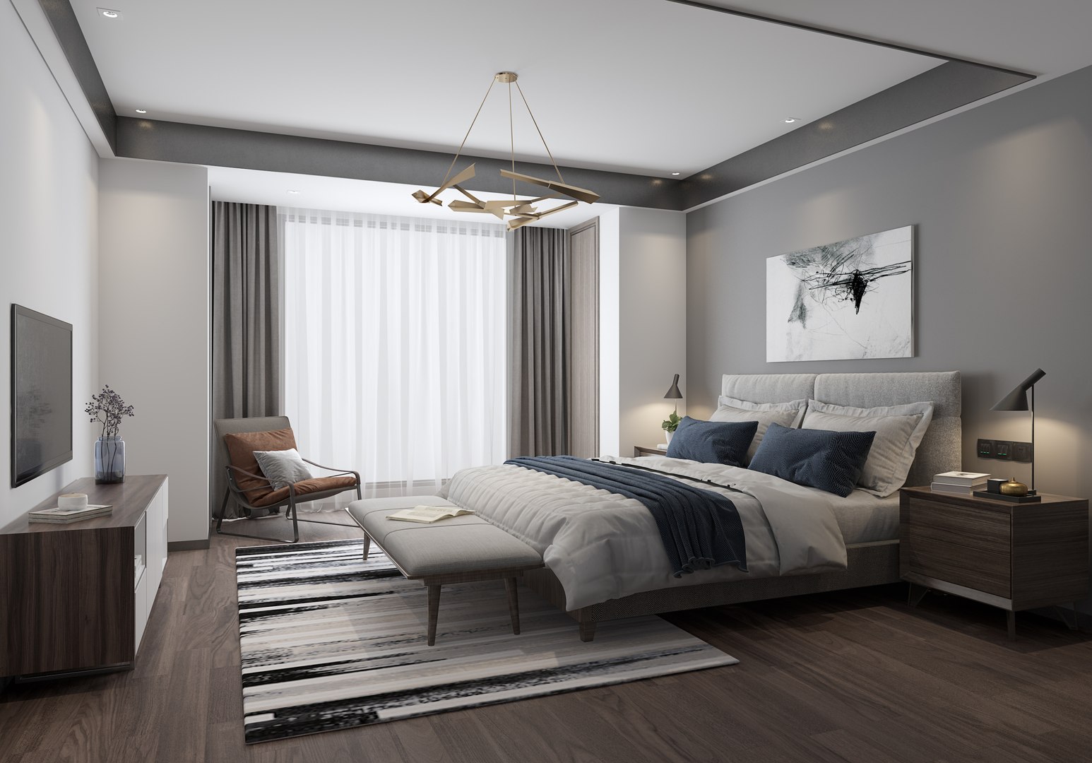 Modern master bedroom 3D model - TurboSquid 2056413