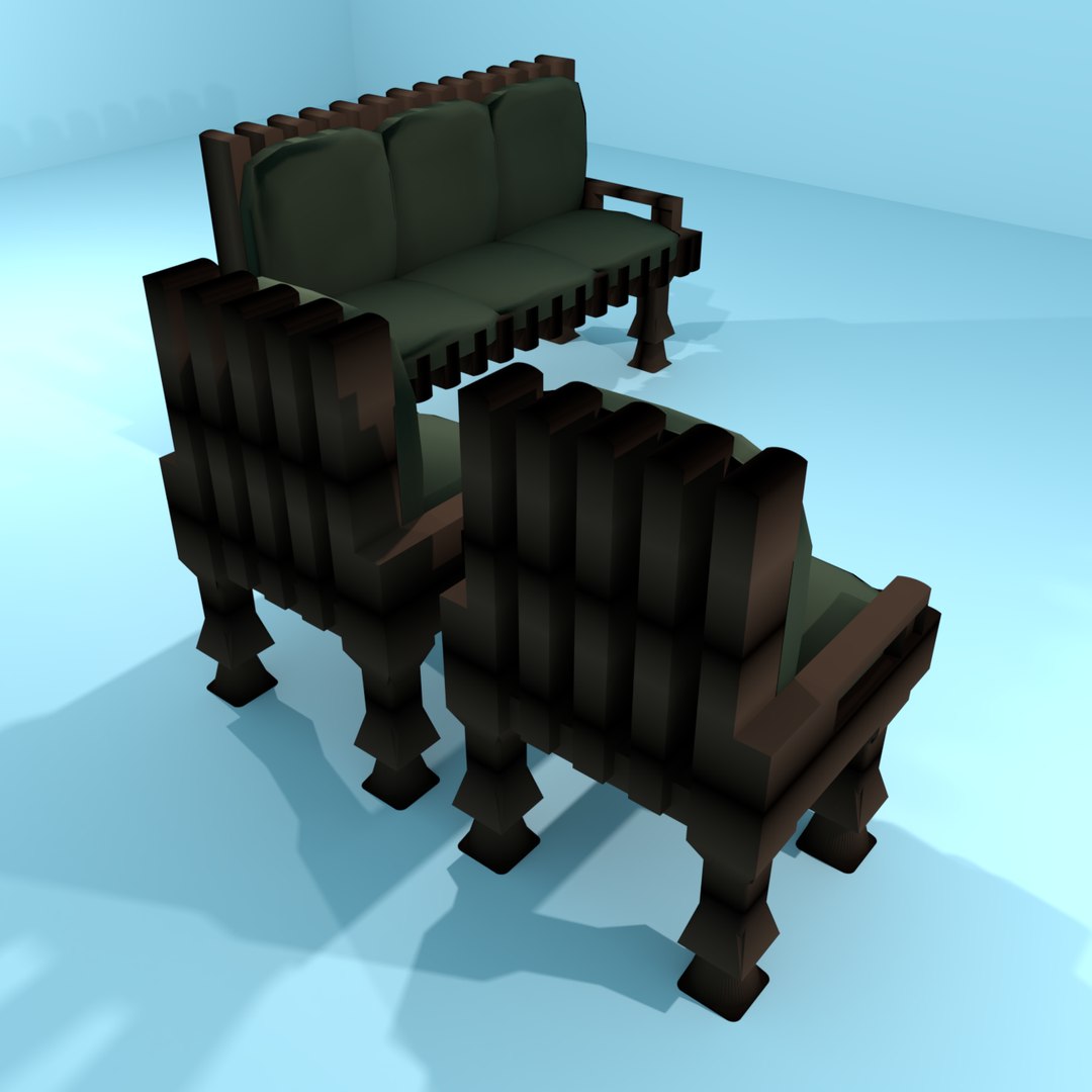 Simple Sofa Set Model - TurboSquid 1334327
