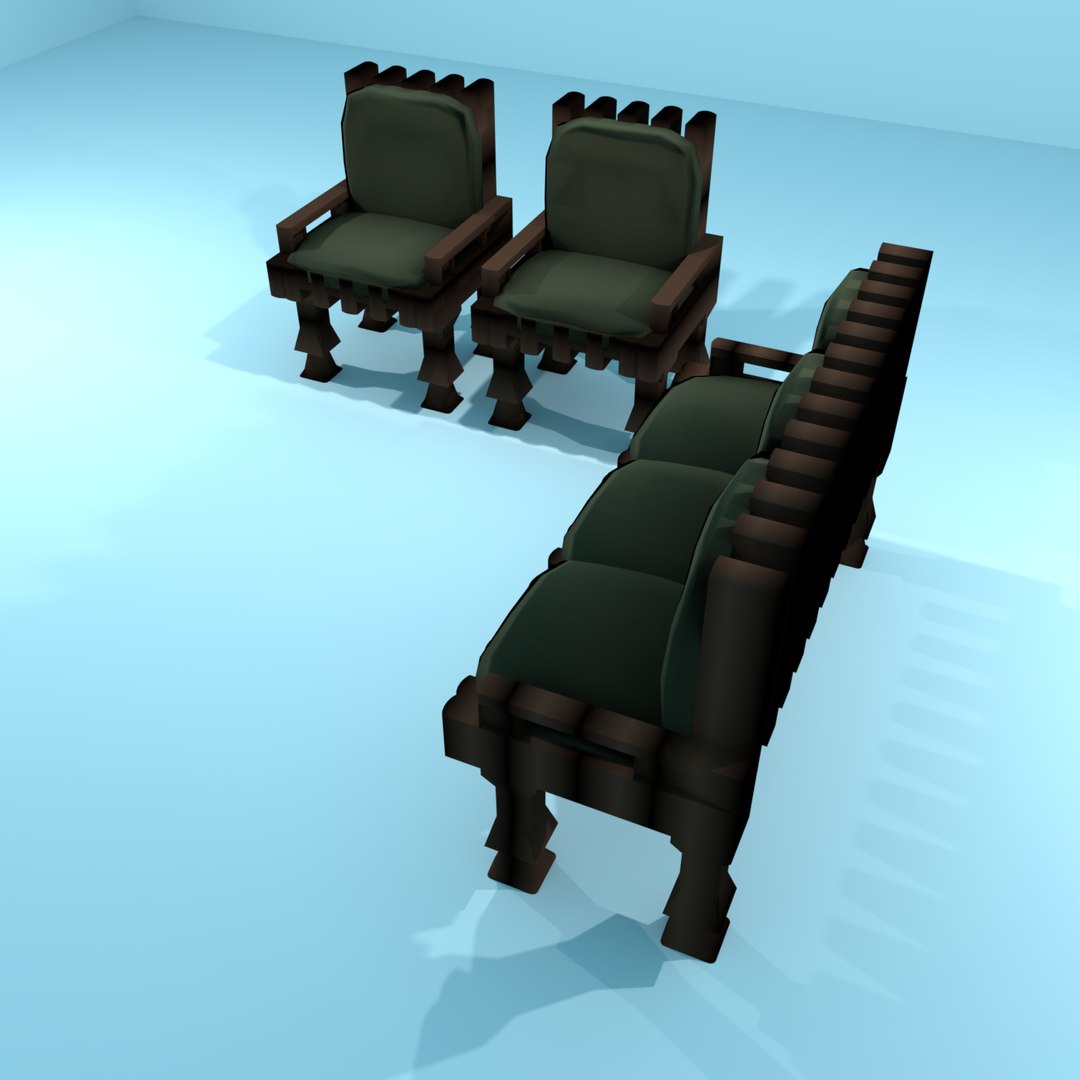 Simple Sofa Set Model - TurboSquid 1334327