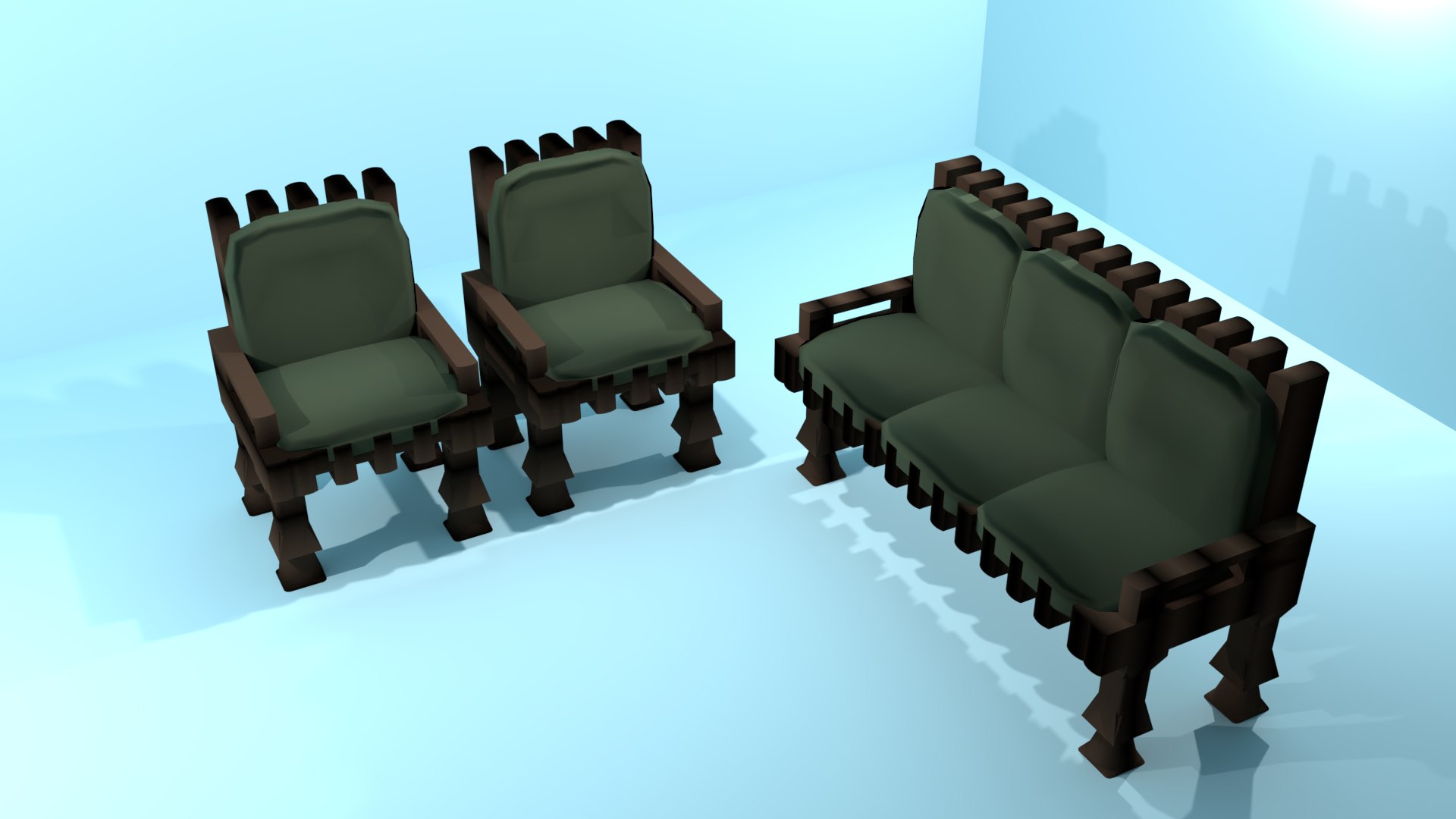 Simple Sofa Set Model - TurboSquid 1334327
