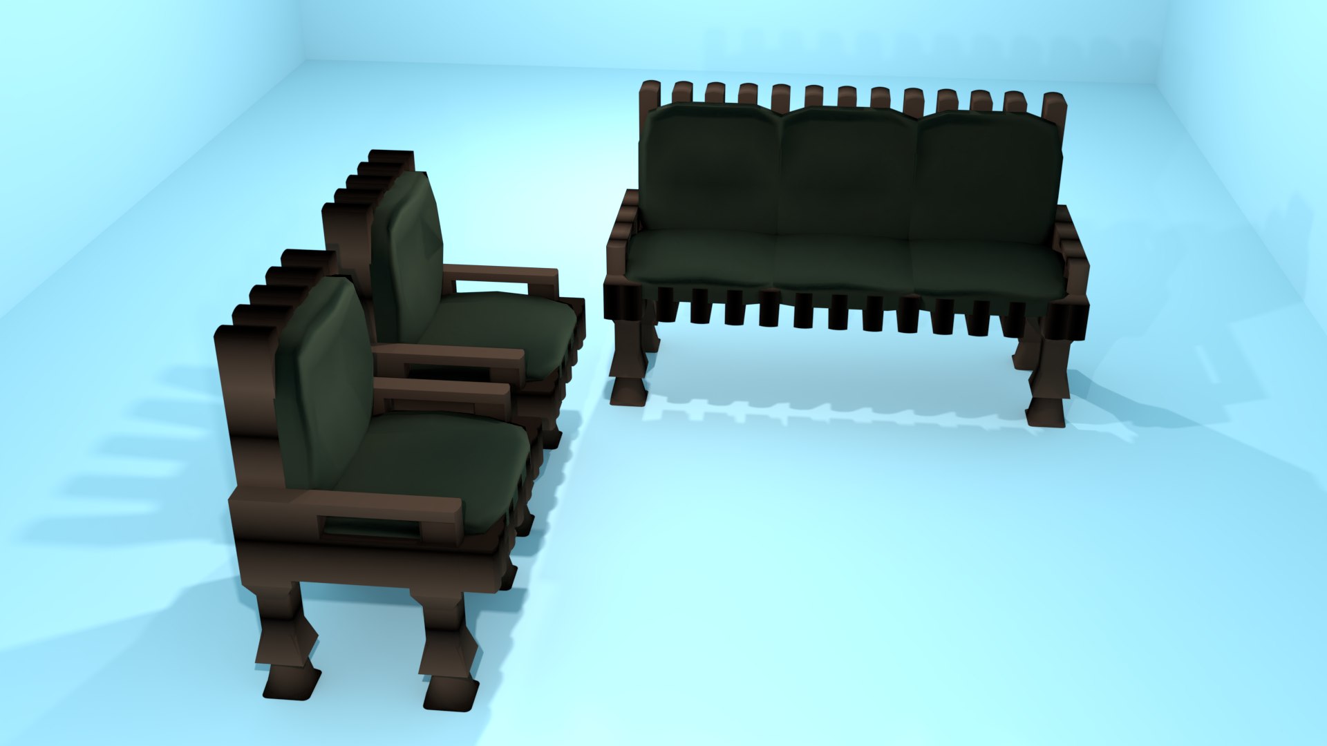 Simple Sofa Set Model - TurboSquid 1334327
