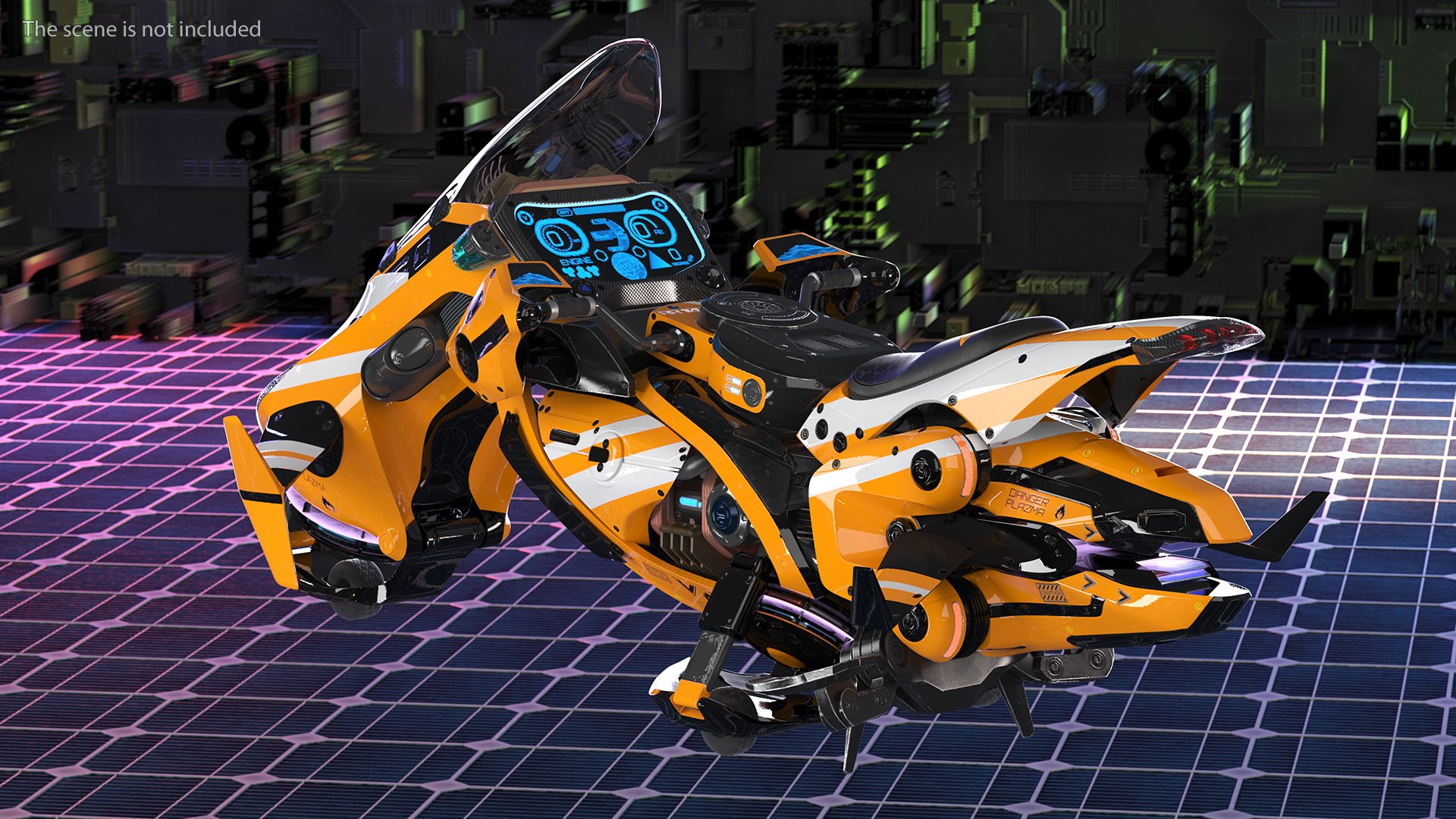 3D Scifi Fly Motorcycle Yellow Rigged For Maya - TurboSquid 2028676