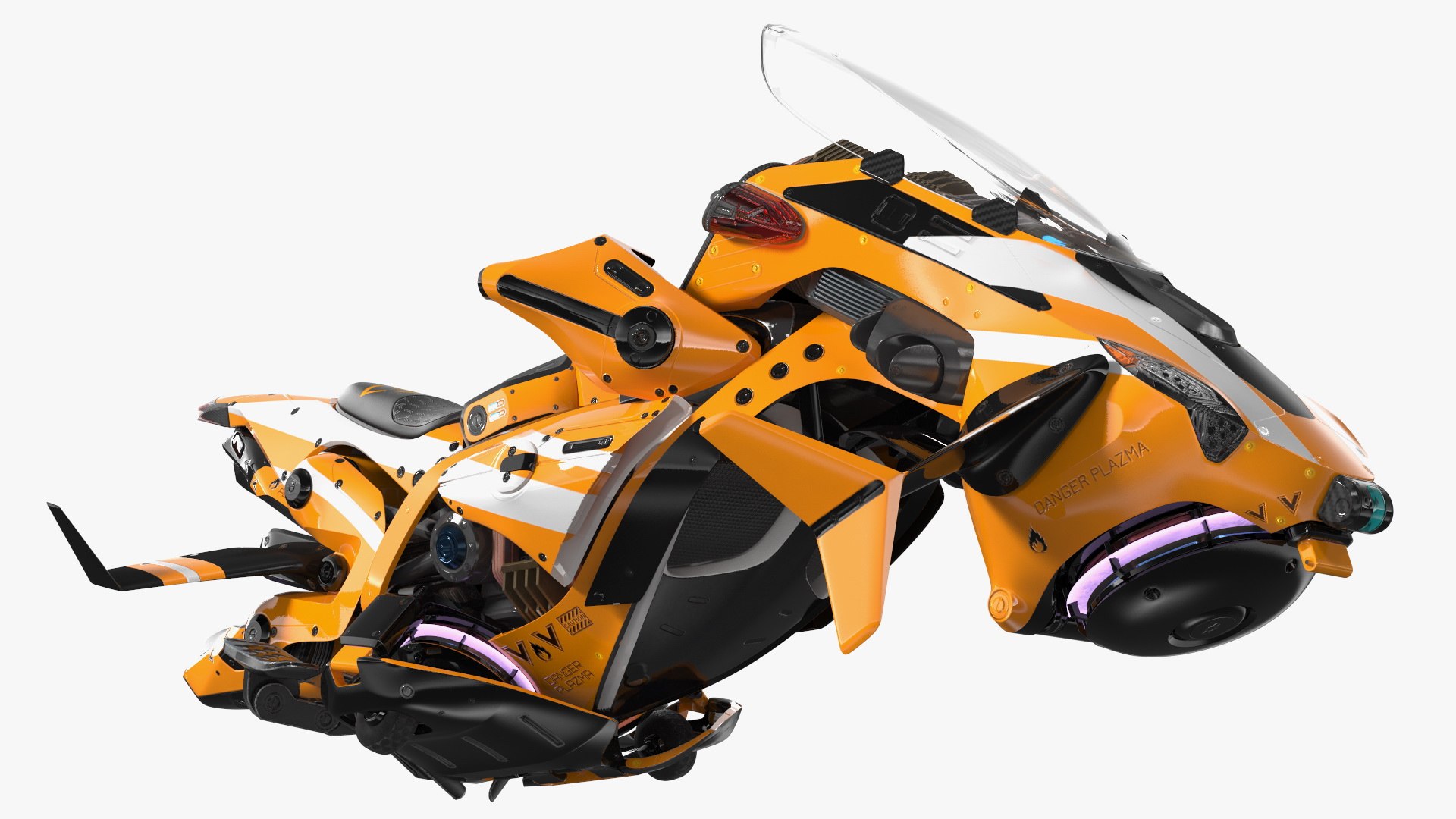 3D Scifi Fly Motorcycle Yellow Rigged For Maya - TurboSquid 2028676