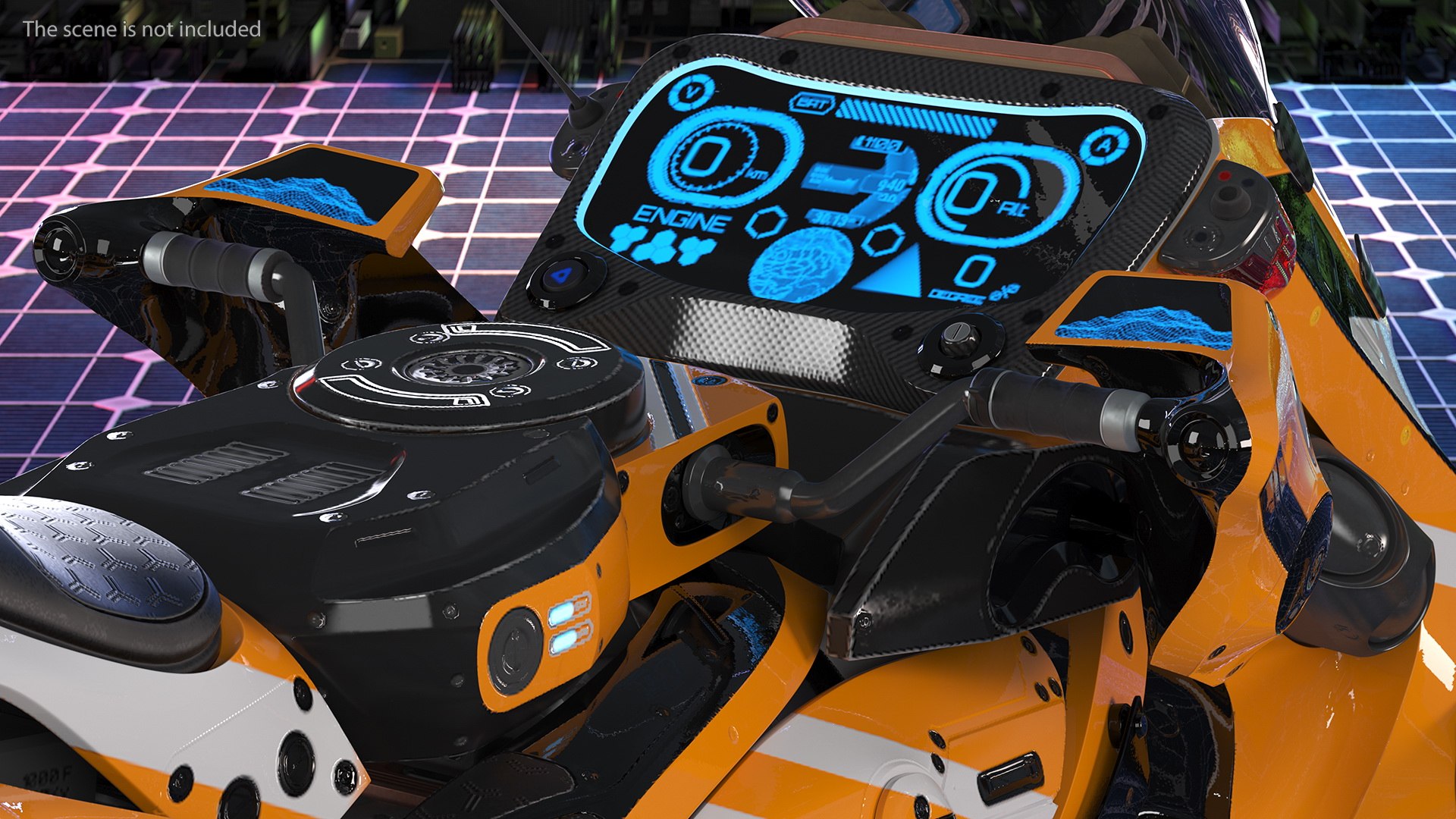 3D Scifi Fly Motorcycle Yellow Rigged For Maya - TurboSquid 2028676