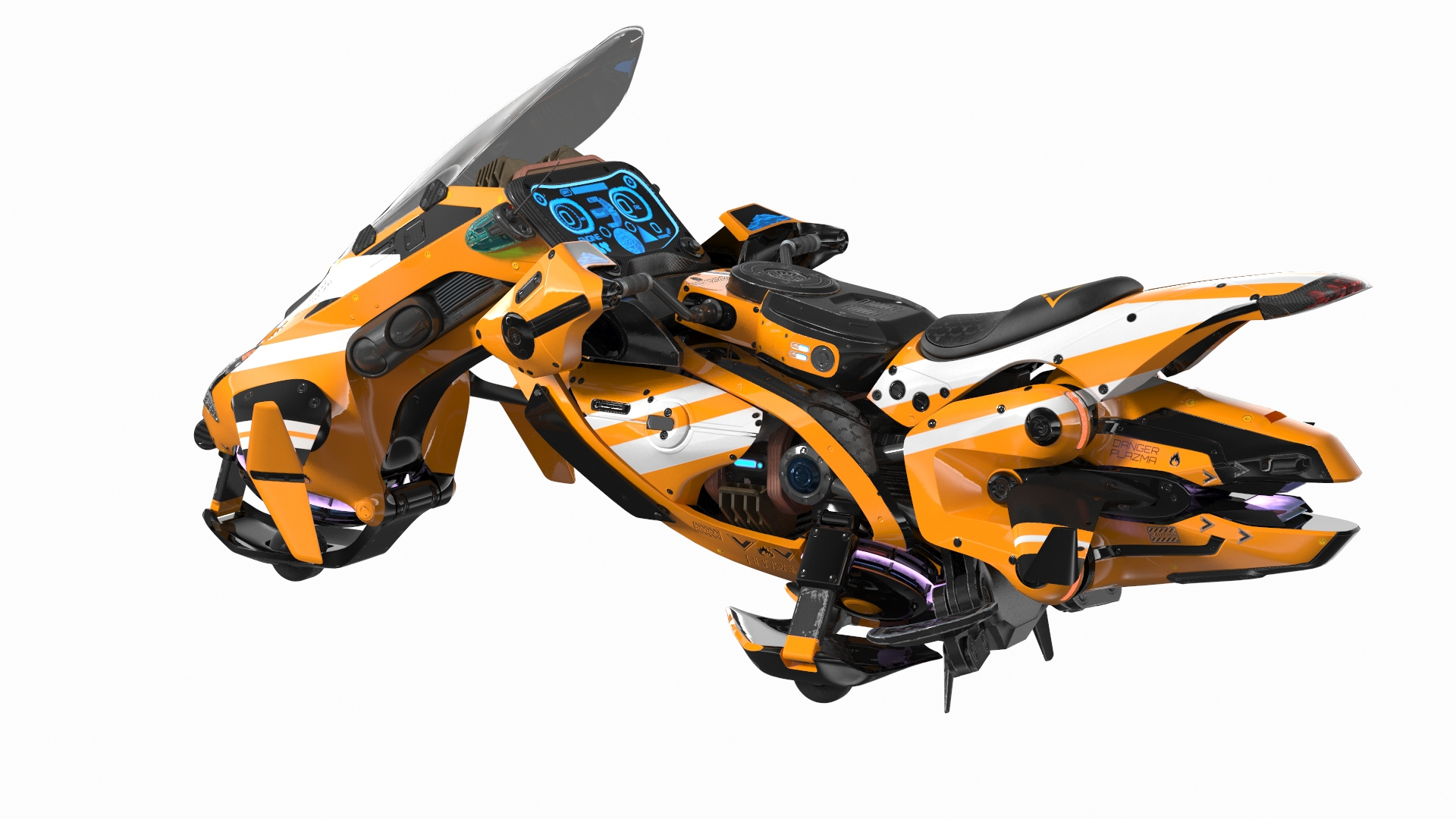 3D Scifi Fly Motorcycle Yellow Rigged For Maya - TurboSquid 2028676