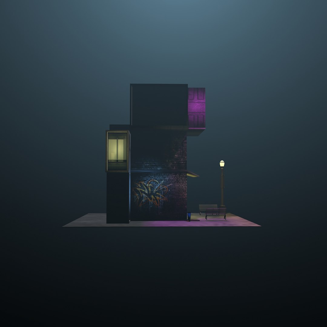 3D Low Poly Cyberpunk Building And Store - TurboSquid 2312514