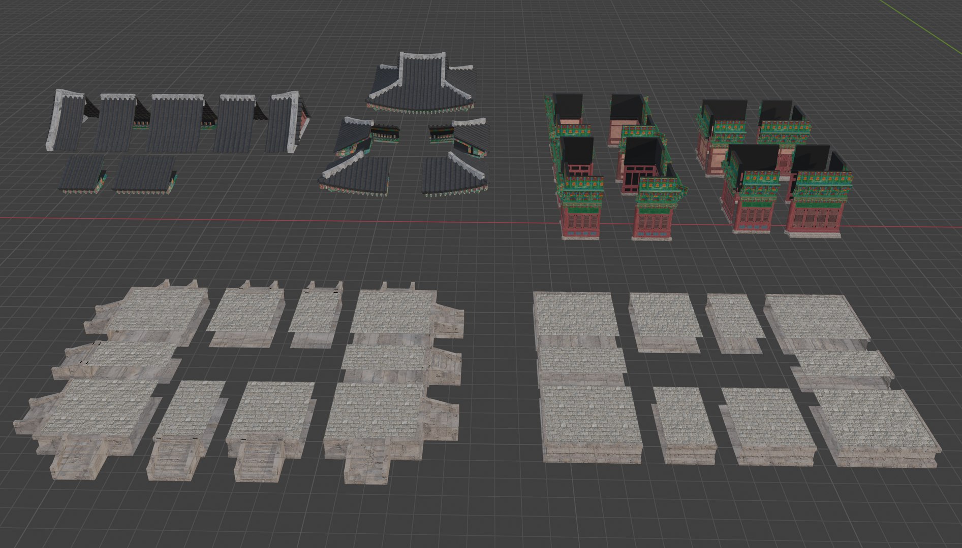 3D Korean Traditional Building House Hanok Module Pack For Blender ...