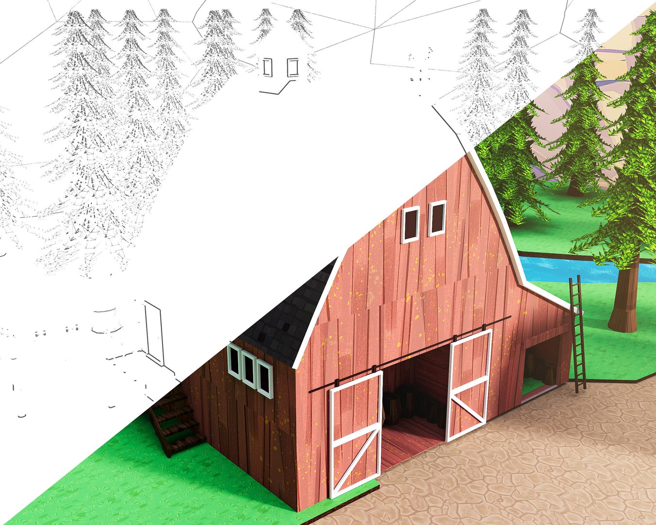 Farm Scene 3D - TurboSquid 2021335