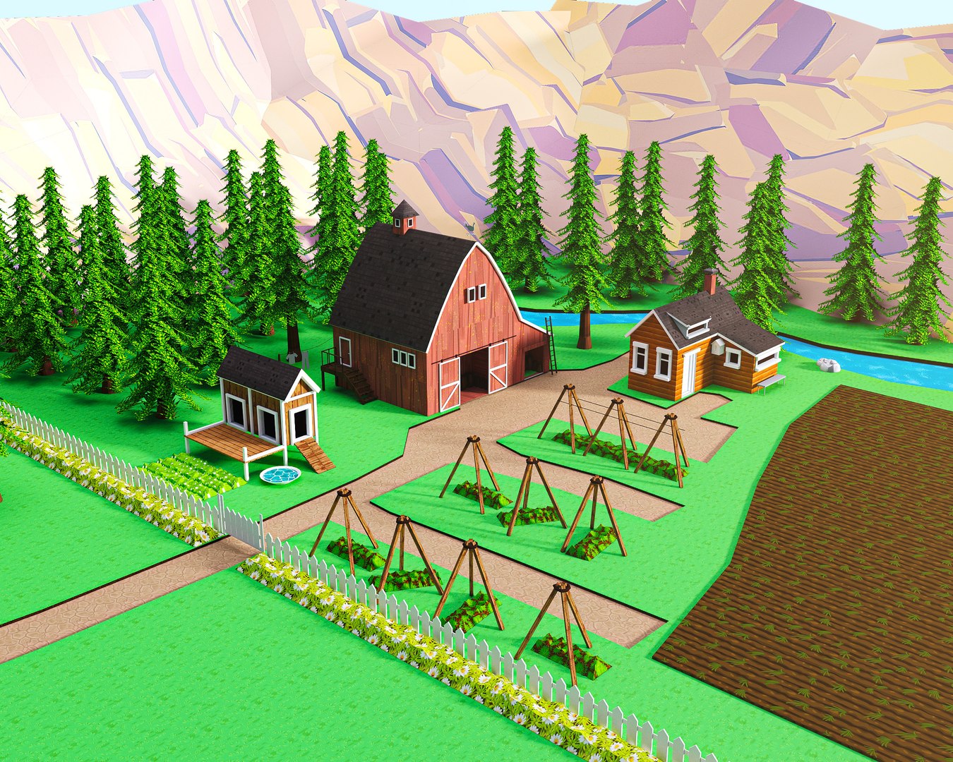 Farm Scene 3D - TurboSquid 2021335