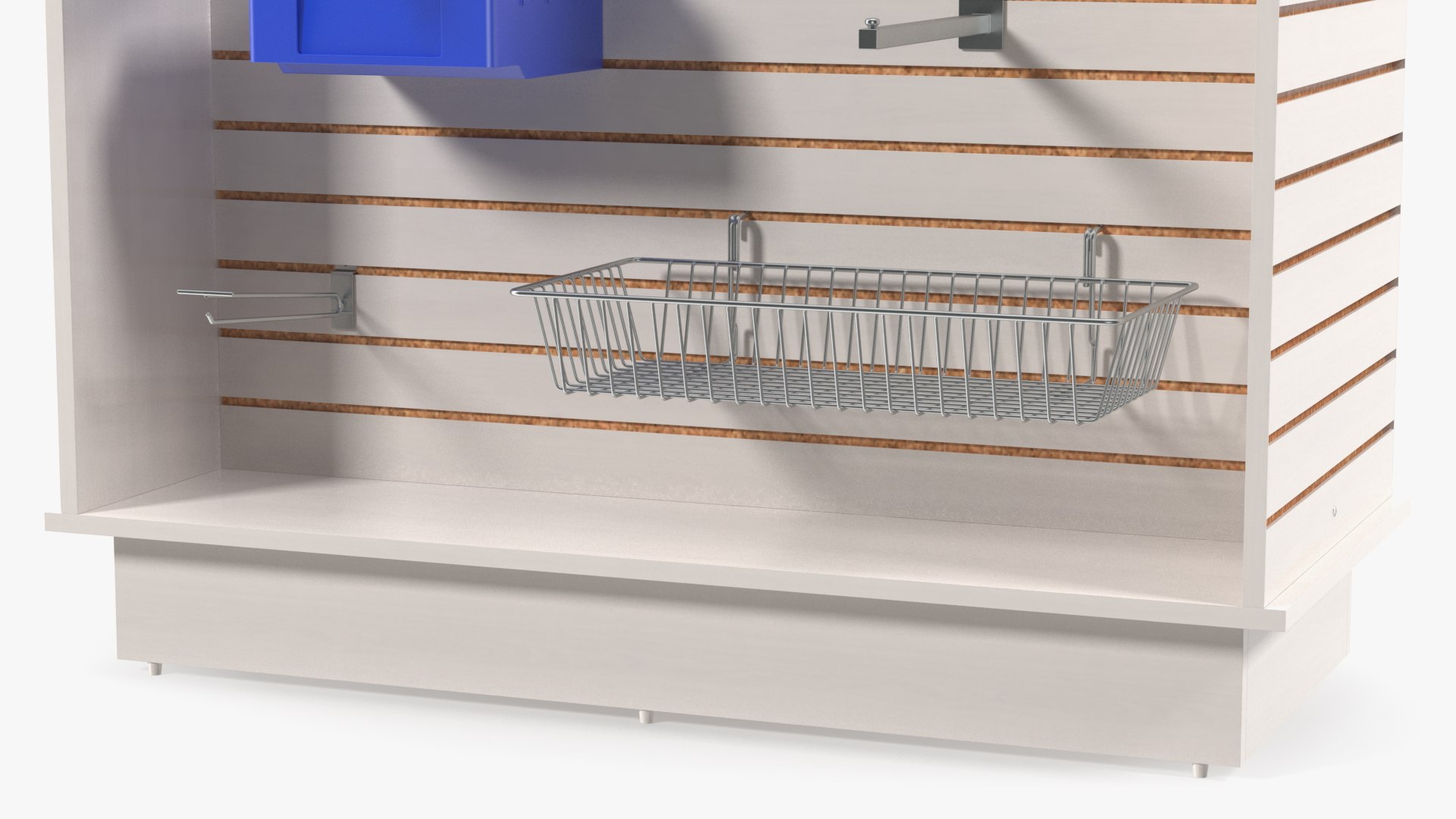 3D Wooden Slatwall Display Unit With Accessories White Model - TurboSquid 2079688