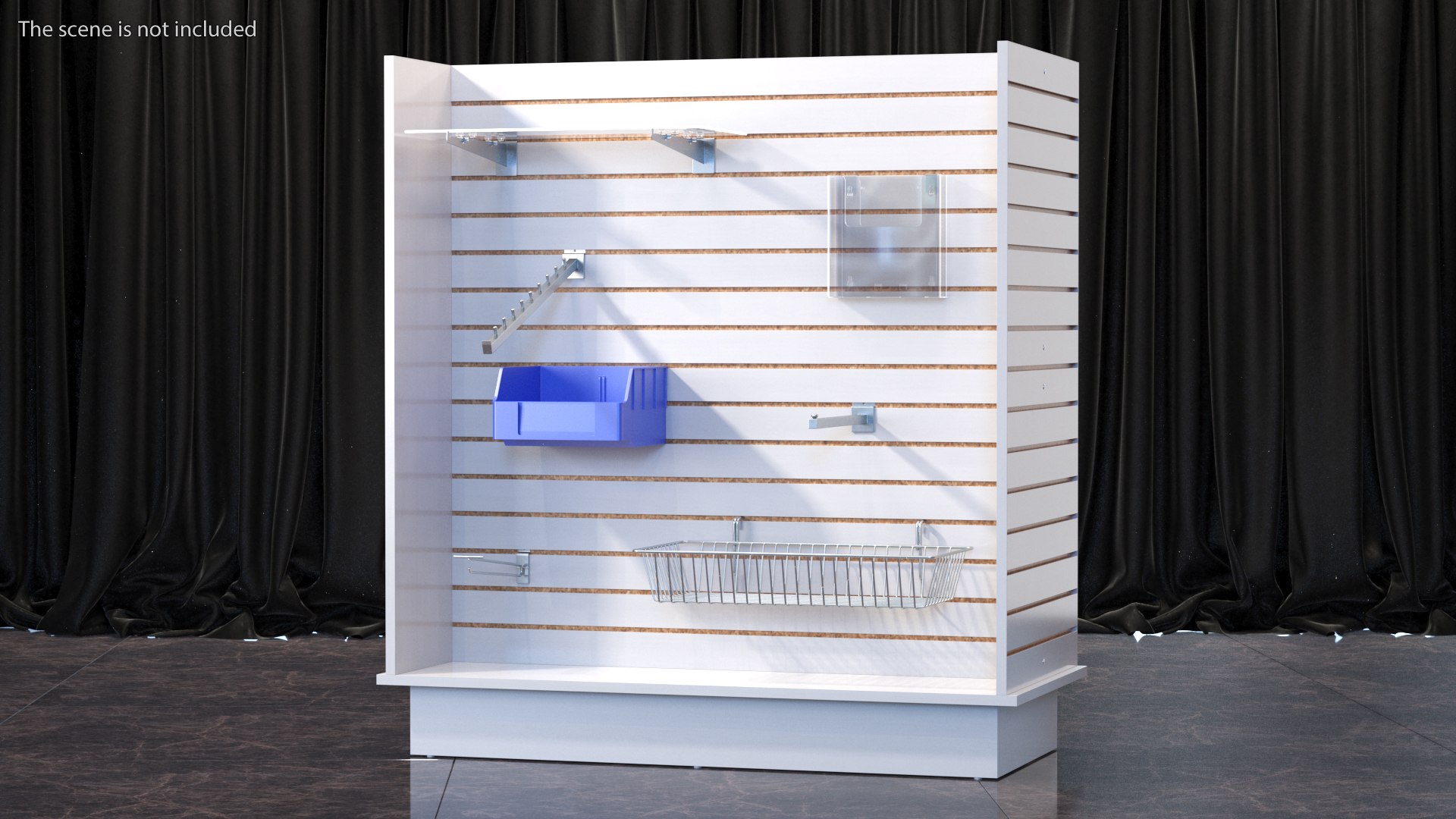 3D Wooden Slatwall Display Unit With Accessories White Model - TurboSquid 2079688