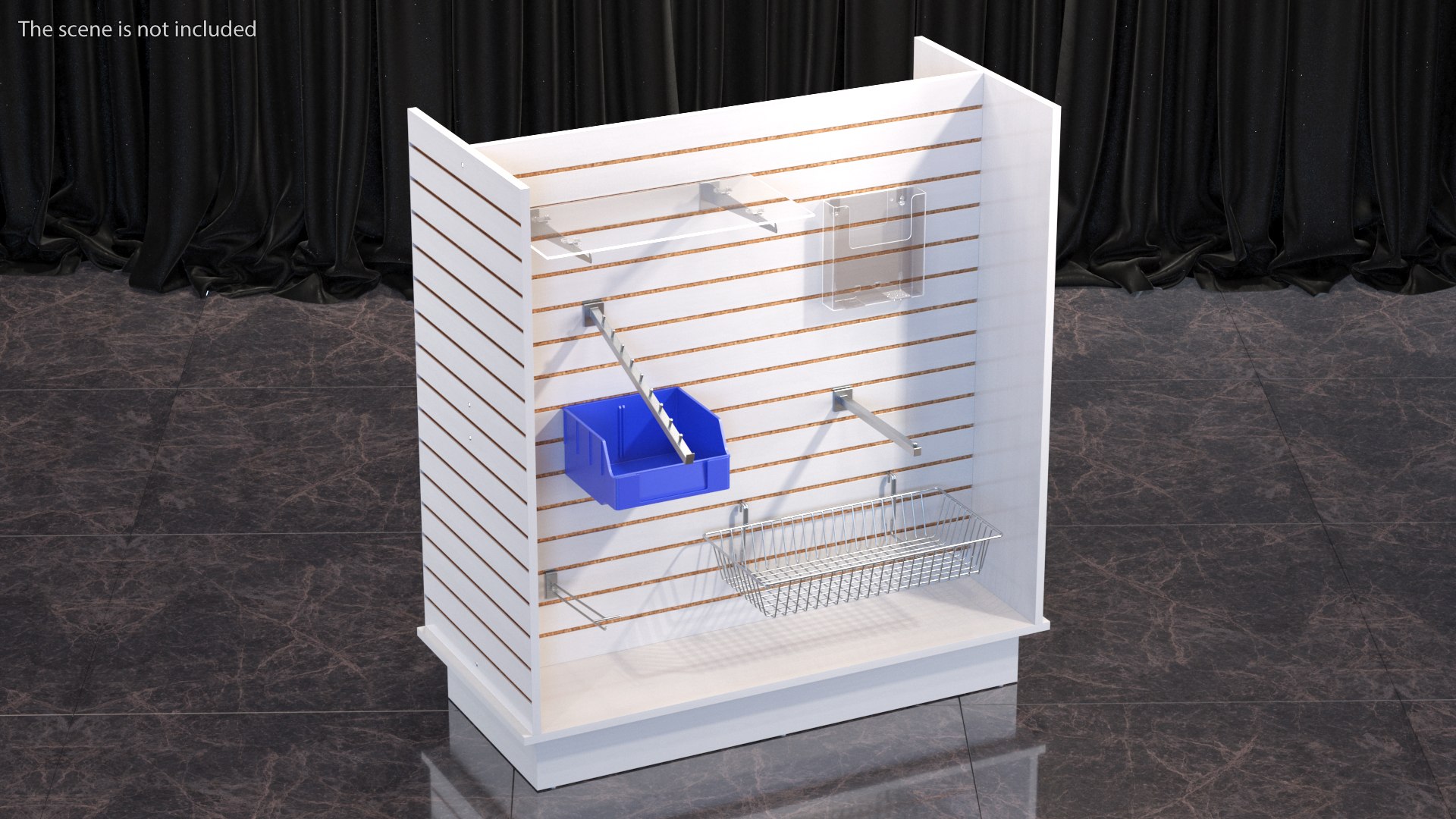 3D Wooden Slatwall Display Unit With Accessories White Model - TurboSquid 2079688