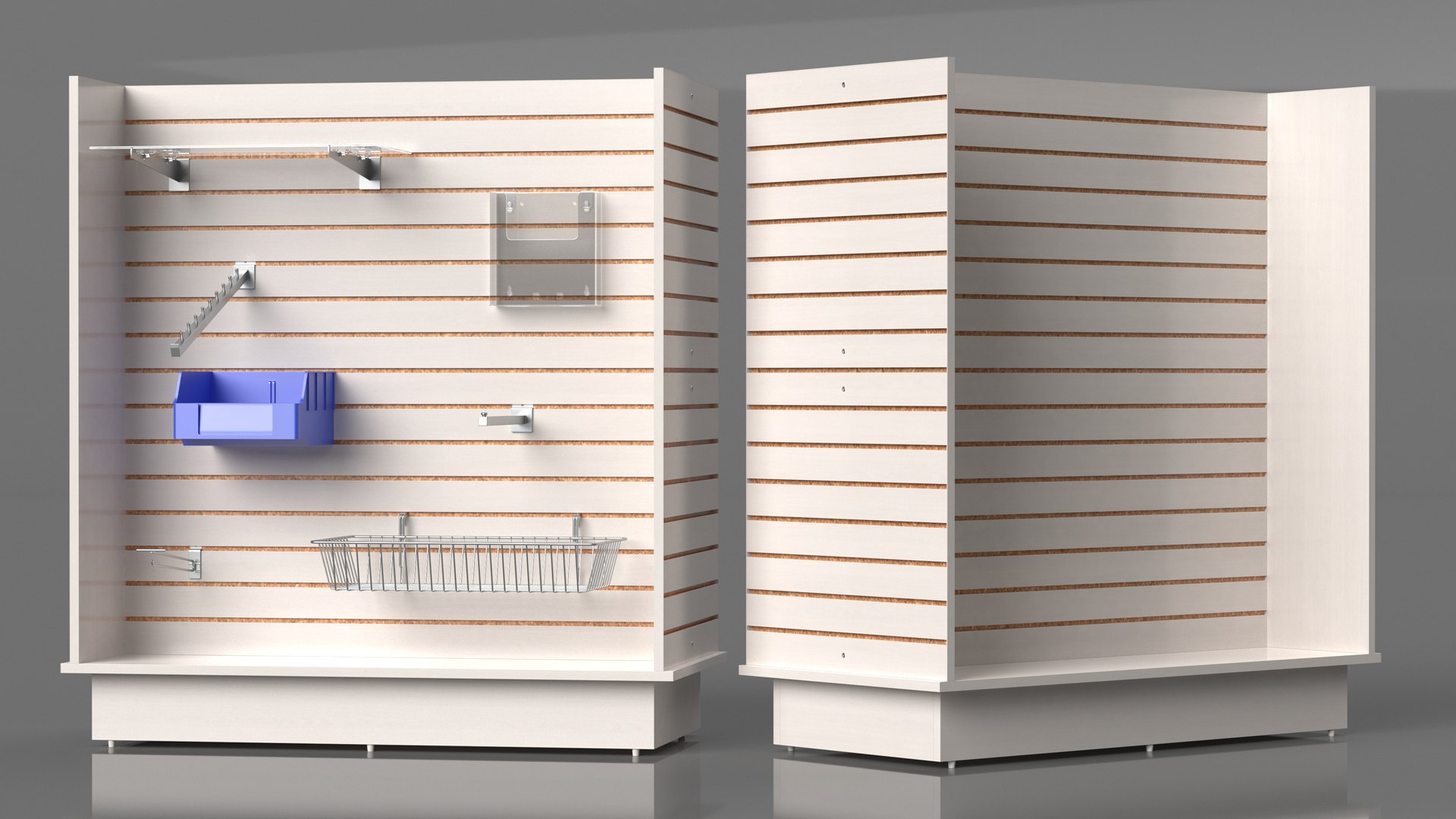 3D Wooden Slatwall Display Unit With Accessories White Model ...