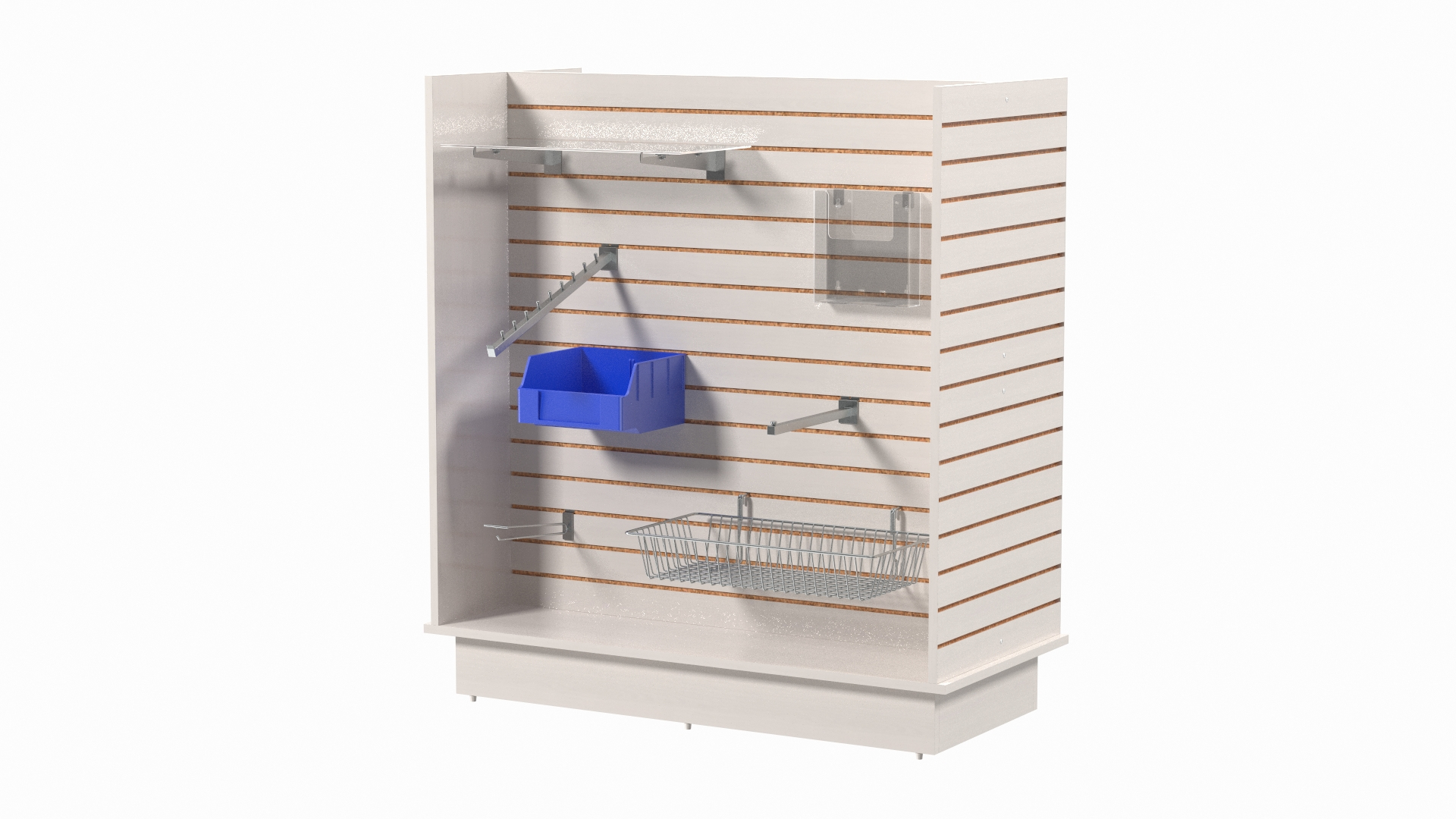 3D Wooden Slatwall Display Unit With Accessories White Model ...