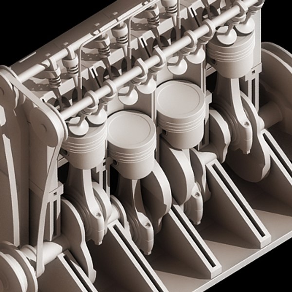 cylinder engine cutaway cuts 3d model
