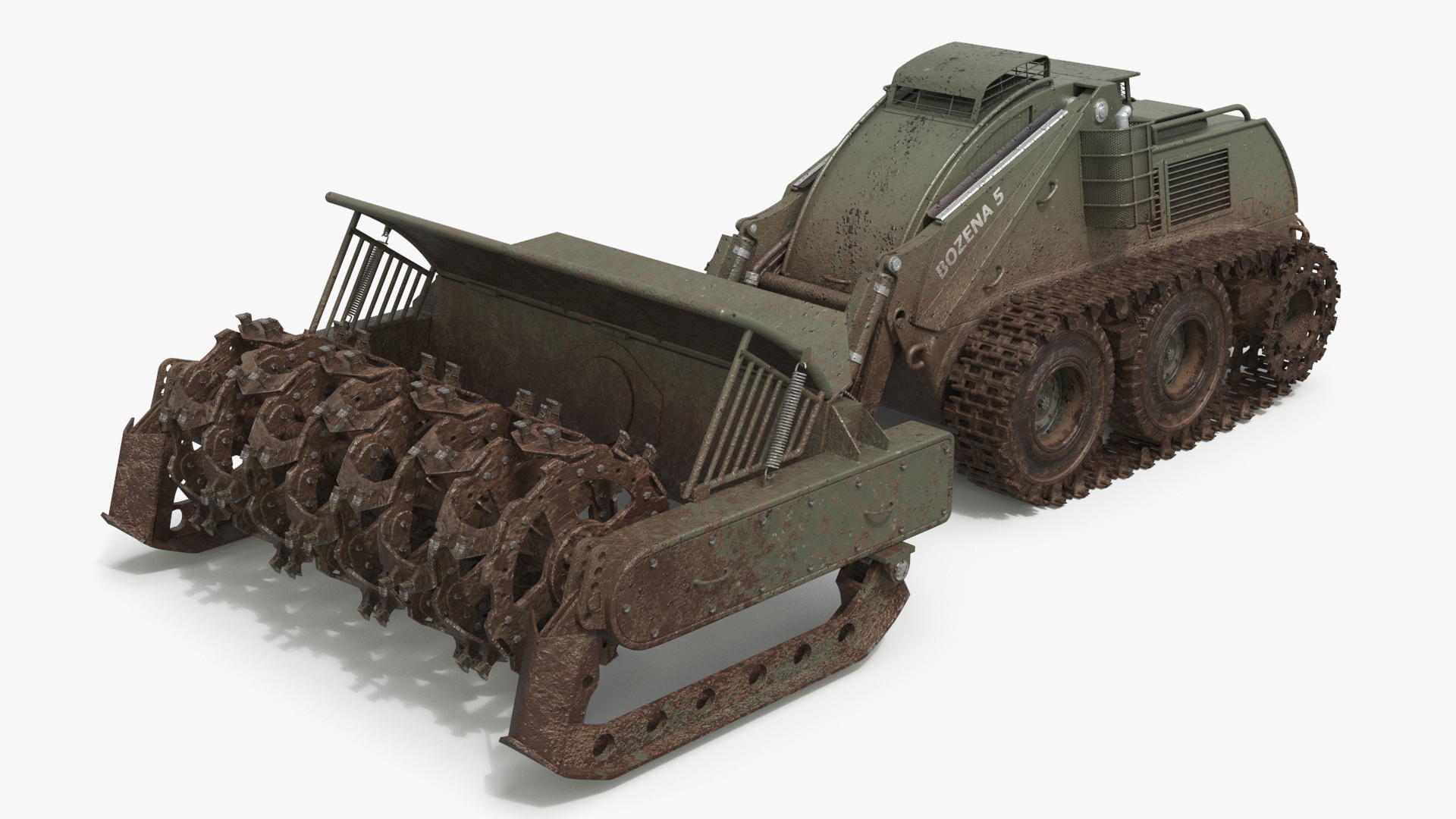 Bozena 5 Armored Flail Demining Robot Military Green Used Rigged For ...