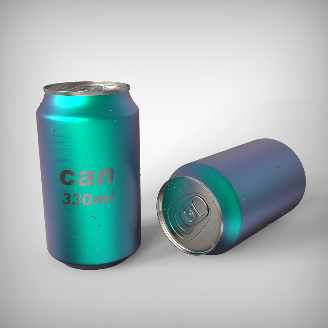 Beverage Can 330ml With Label And Water Drops 3D Model - TurboSquid 2149537