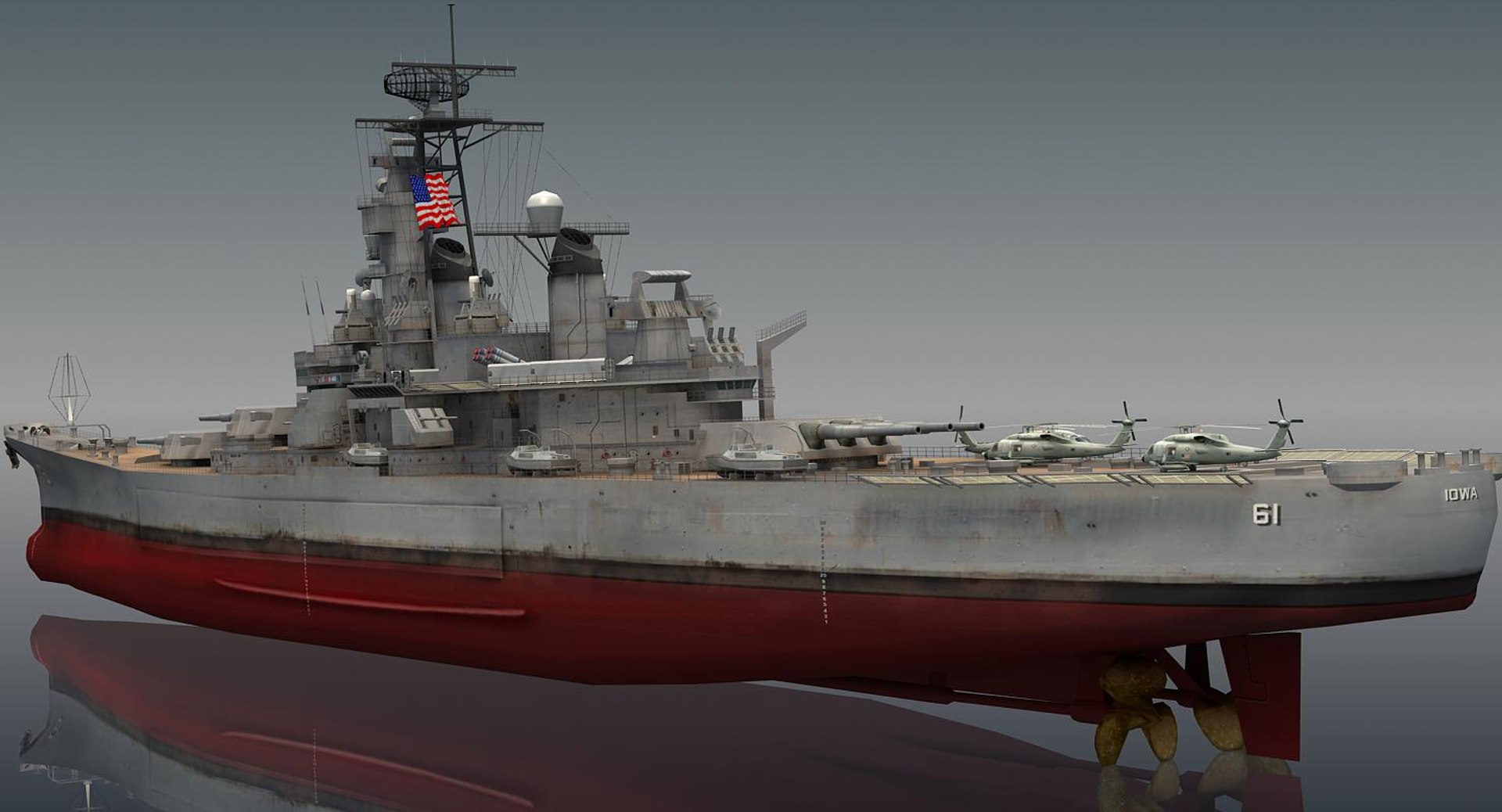 Uss iowa bb-61 3D model - TurboSquid 1313791