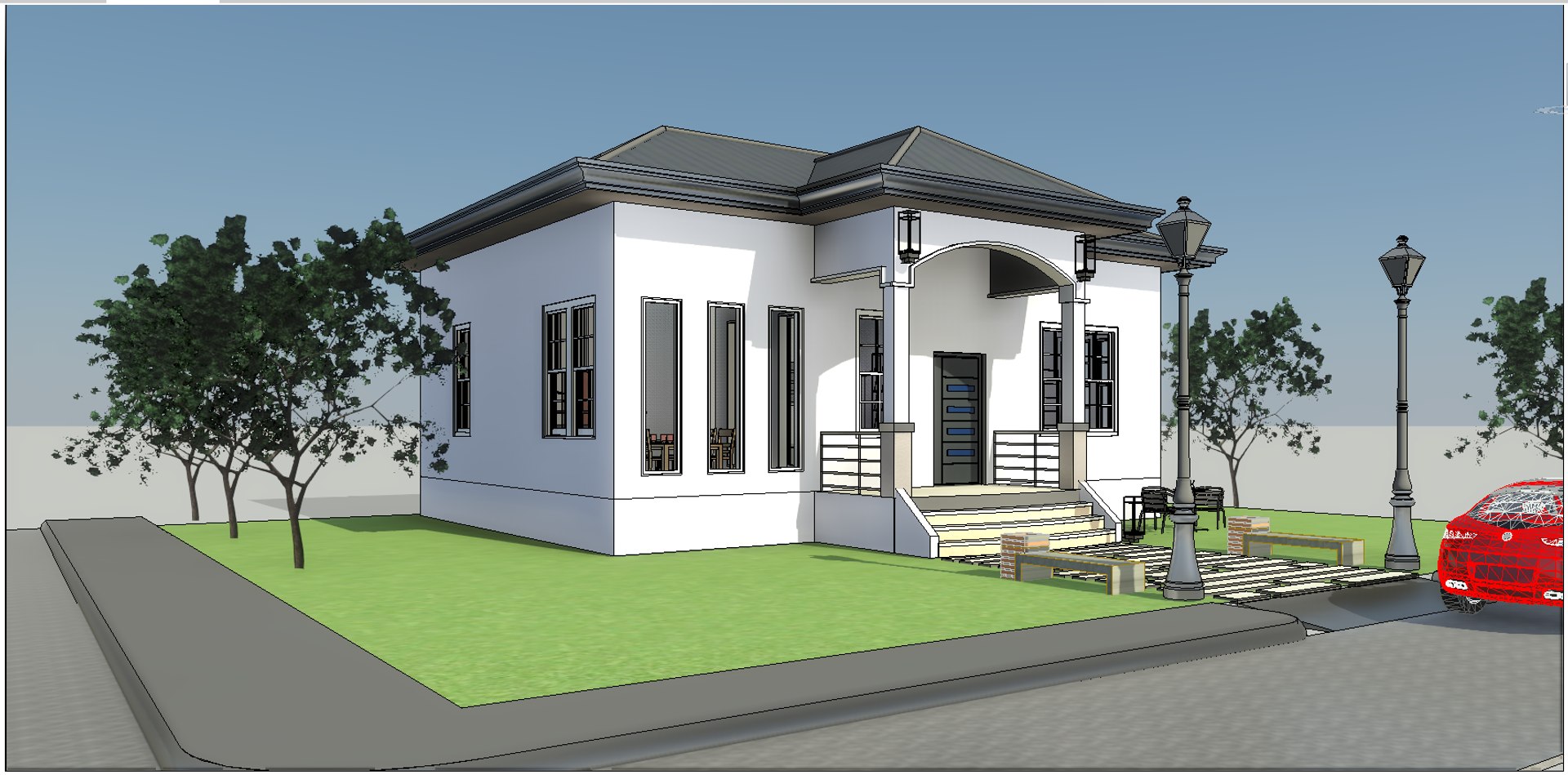 3 Bedroom Modern House 3D Model - TurboSquid 2124065