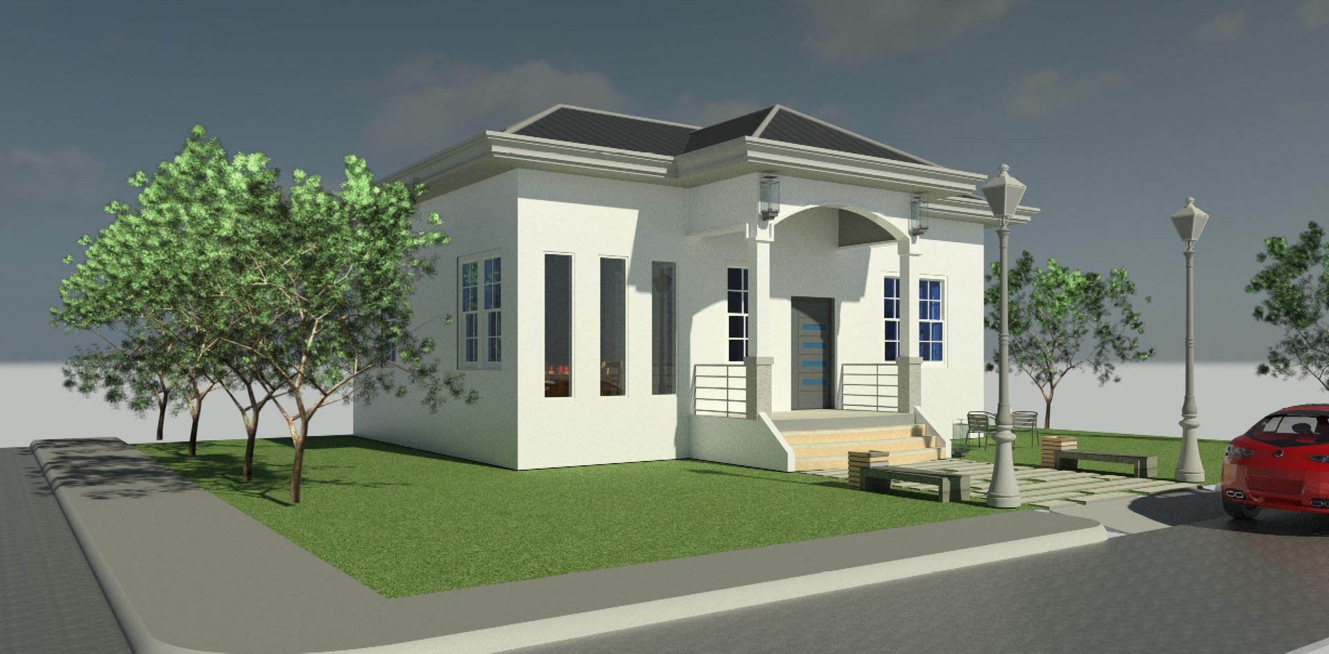 3 Bedroom modern House 3D model - TurboSquid 2124065