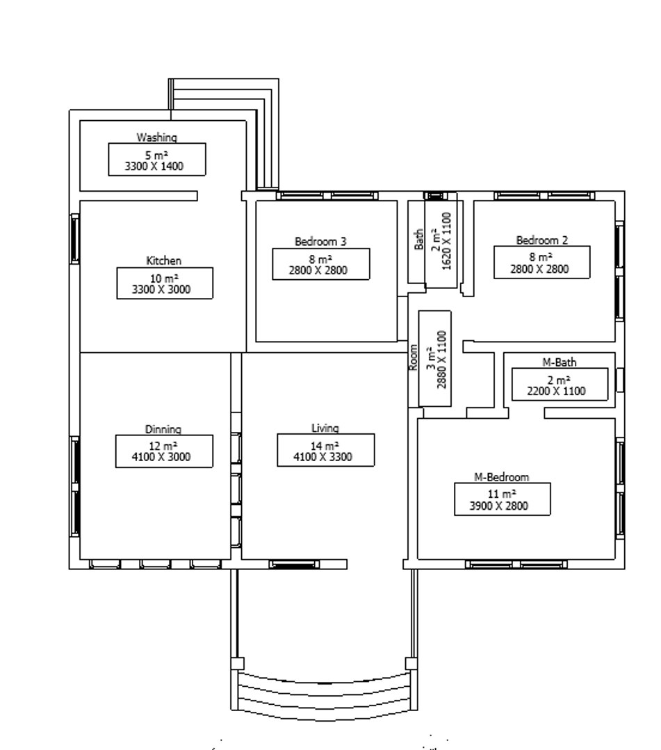 3 Bedroom Modern House 3D Model - TurboSquid 2124065