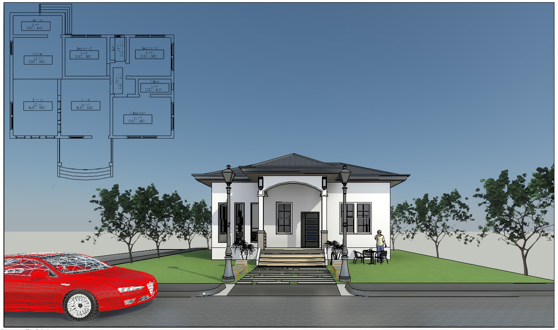 3 Bedroom Modern House 3D Model - TurboSquid 2124065