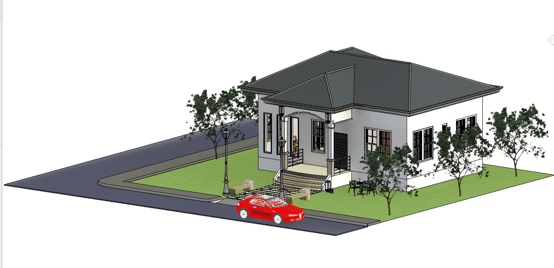 3 Bedroom Modern House 3D Model - TurboSquid 2124065