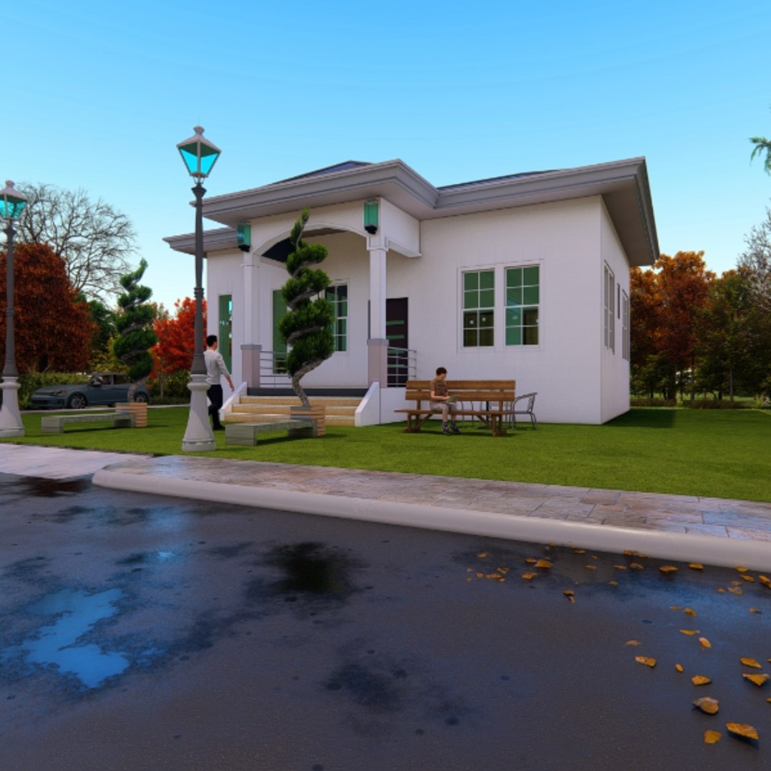 3 Bedroom modern House 3D model - TurboSquid 2124065