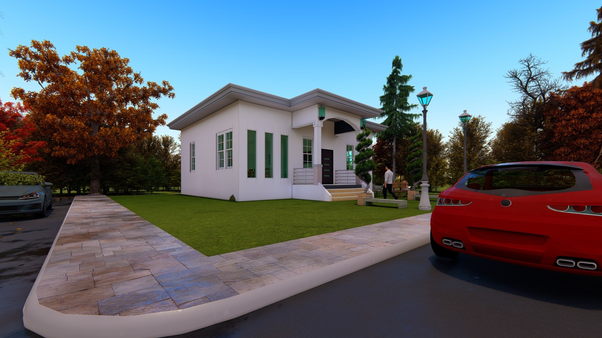 3 Bedroom Modern House 3D Model - TurboSquid 2124065