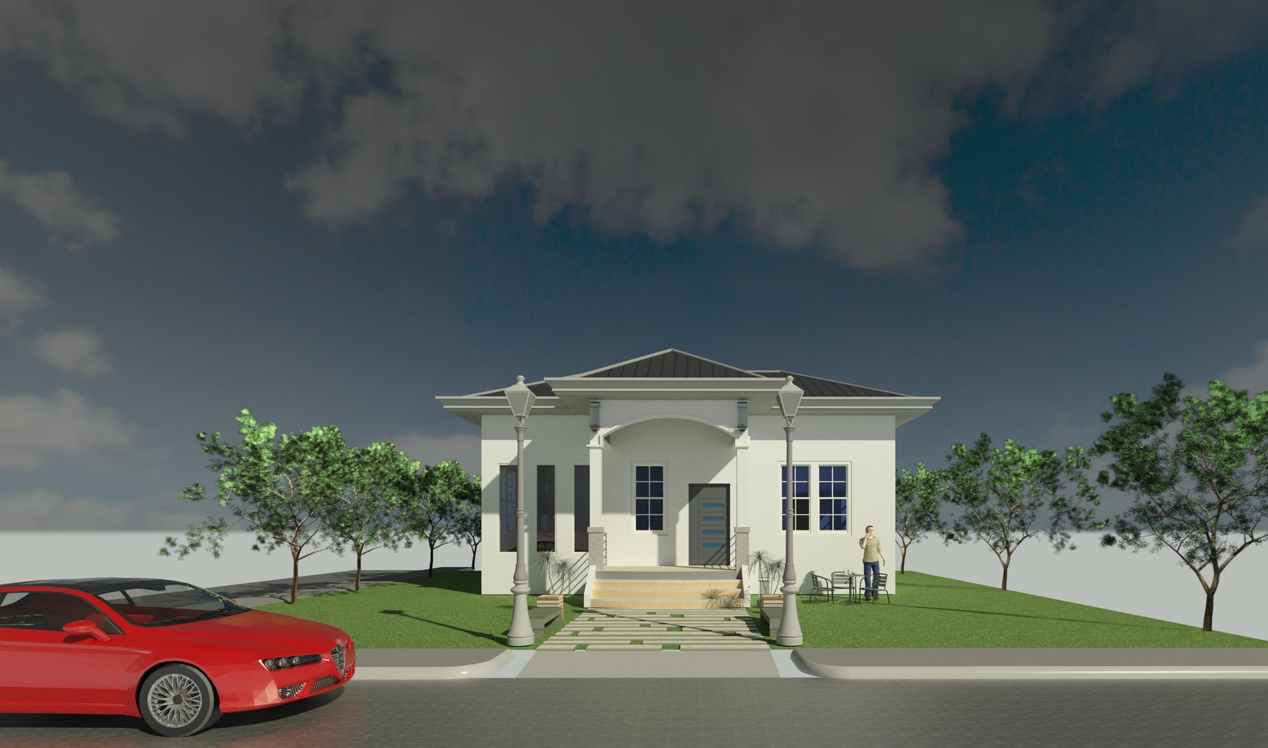 3 Bedroom Modern House 3D Model - TurboSquid 2124065