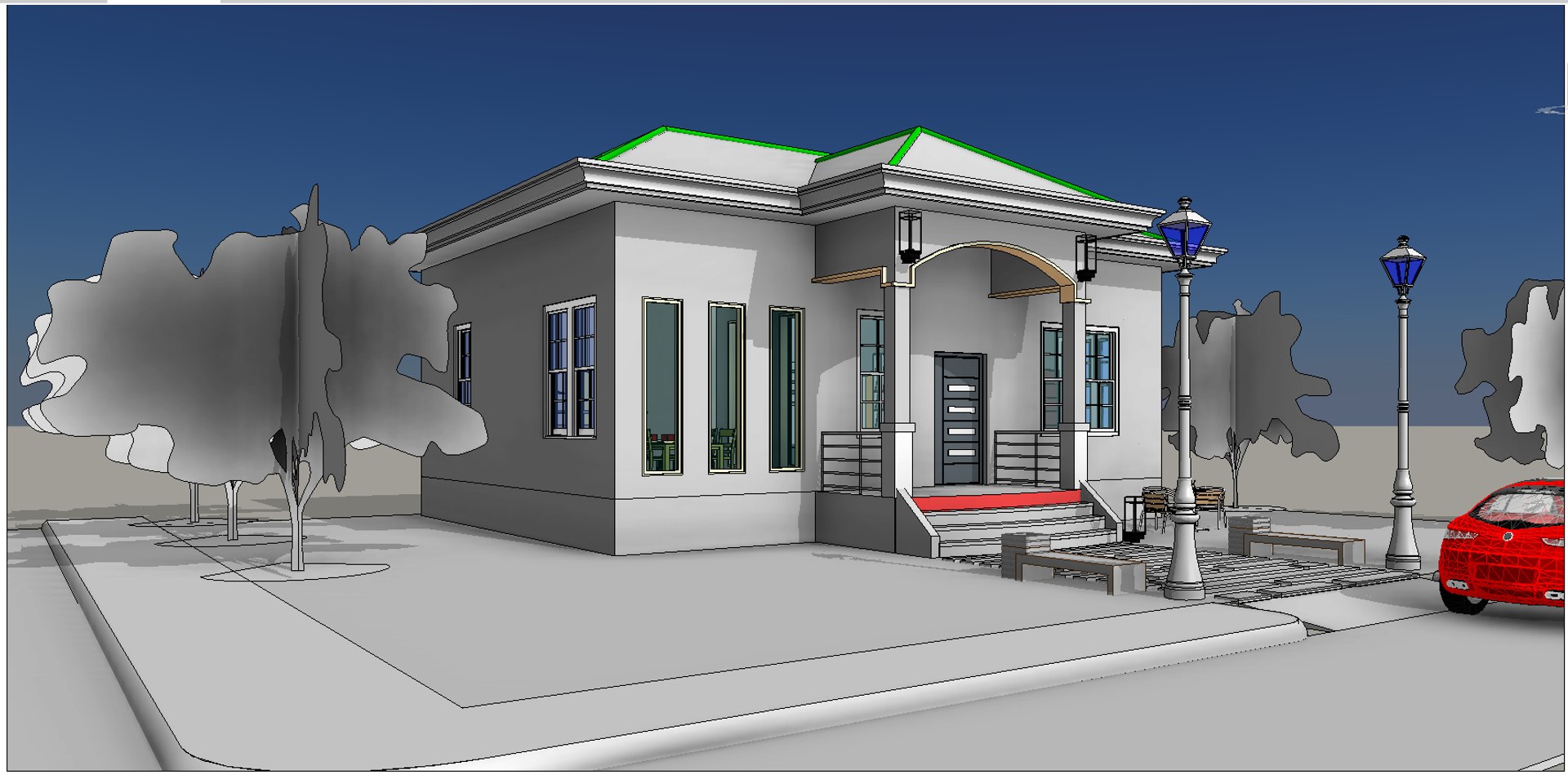 3 Bedroom Modern House 3D Model - TurboSquid 2124065