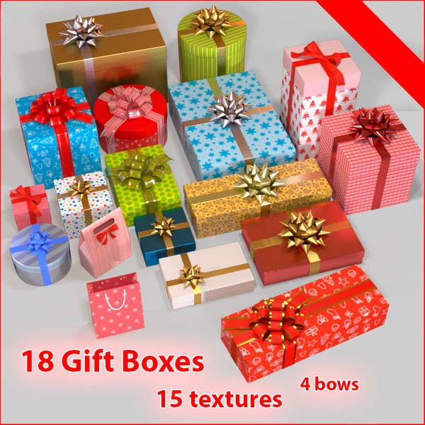 free 3ds model gift box red