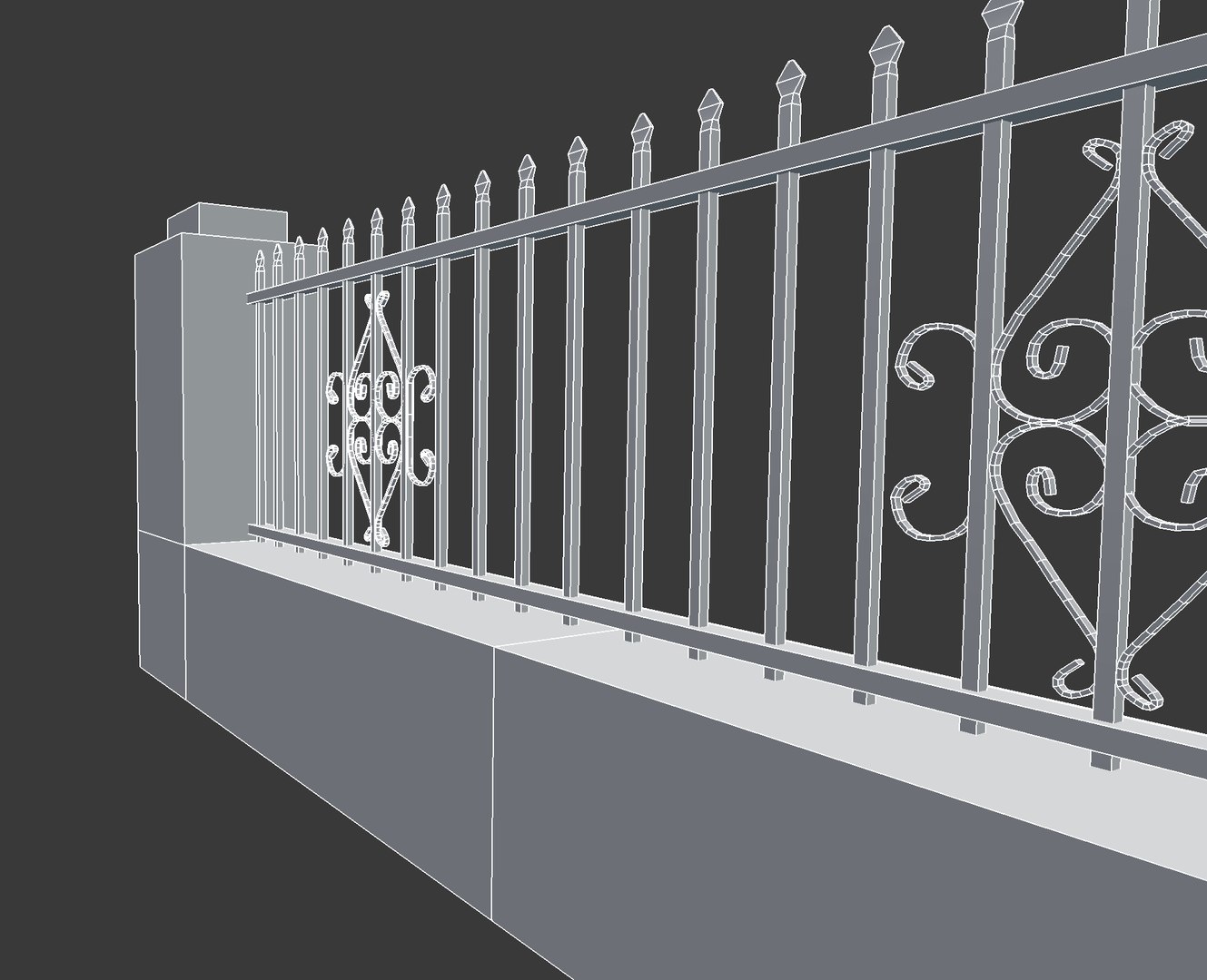 Brick metal fence model - TurboSquid 1280421