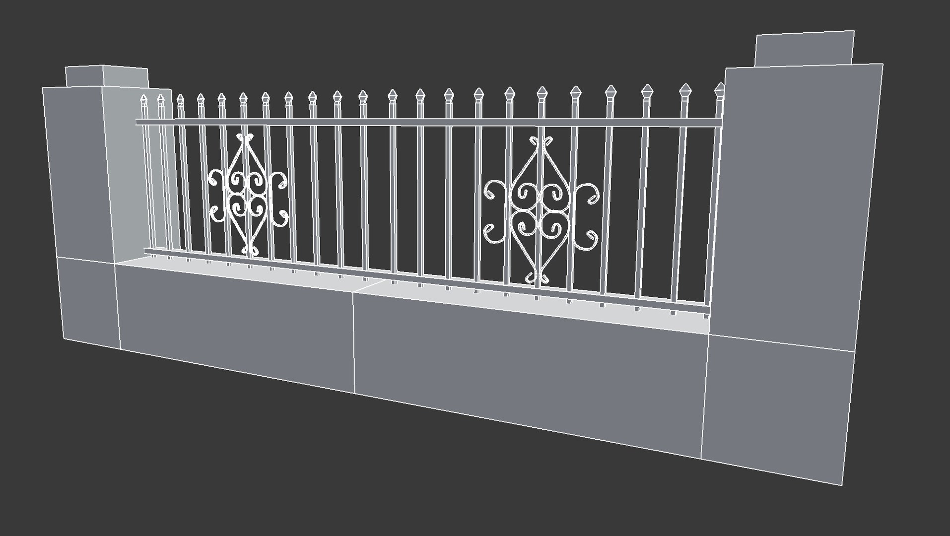 Brick metal fence model - TurboSquid 1280421
