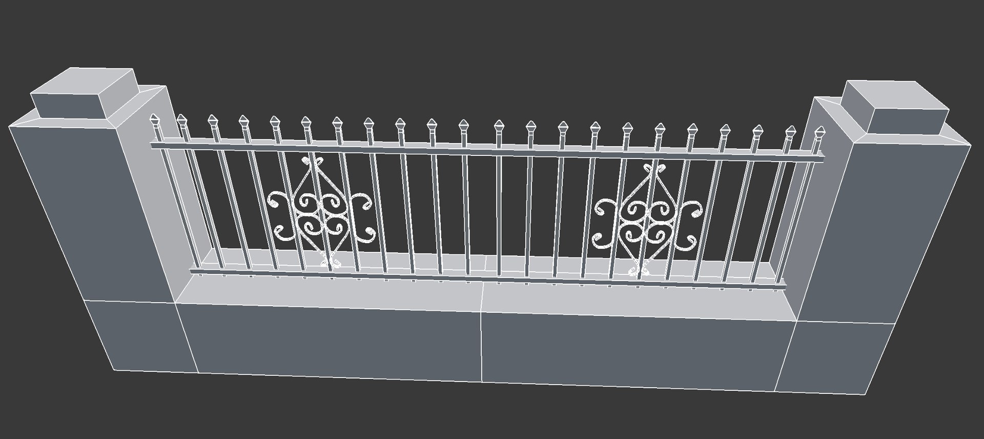 Brick metal fence model - TurboSquid 1280421