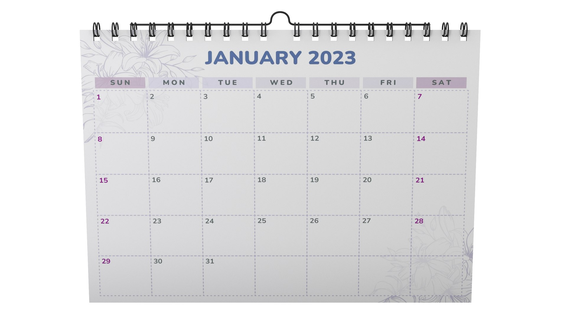 3D Calendar - TurboSquid 2048437