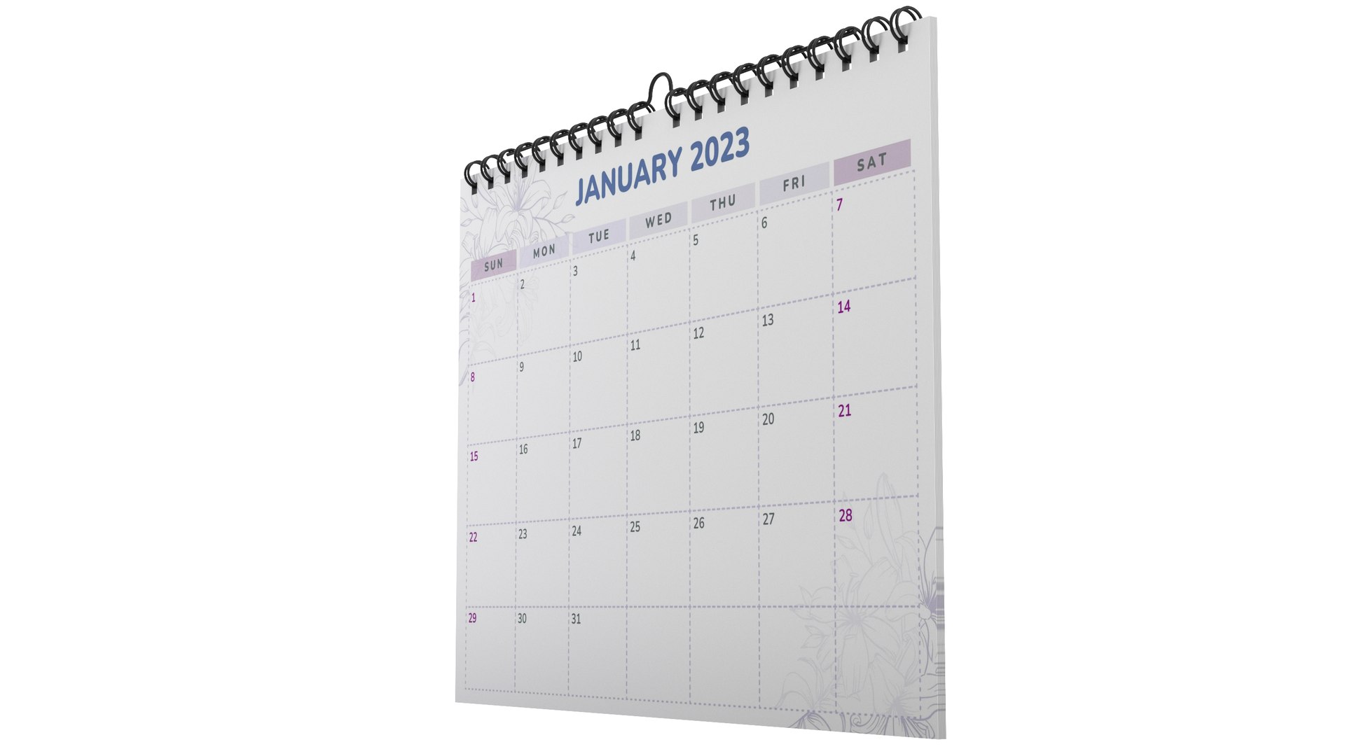 3D Calendar - TurboSquid 2048437