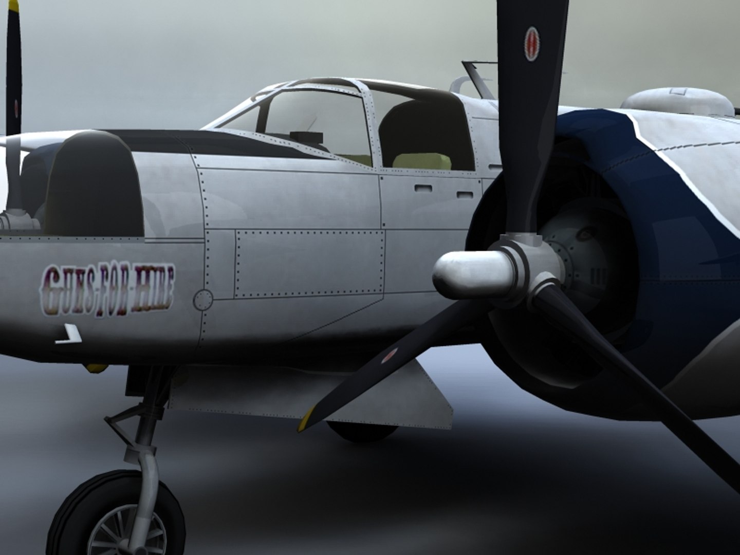 3d Model A-26 Invader Bomber Guns