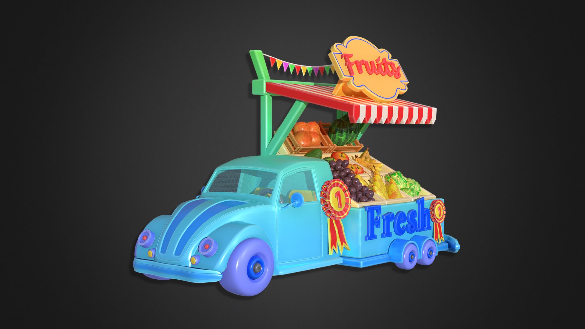 Asset - Cartoons - Food Car - Fresh Fruits Car 3D Model - TurboSquid ...